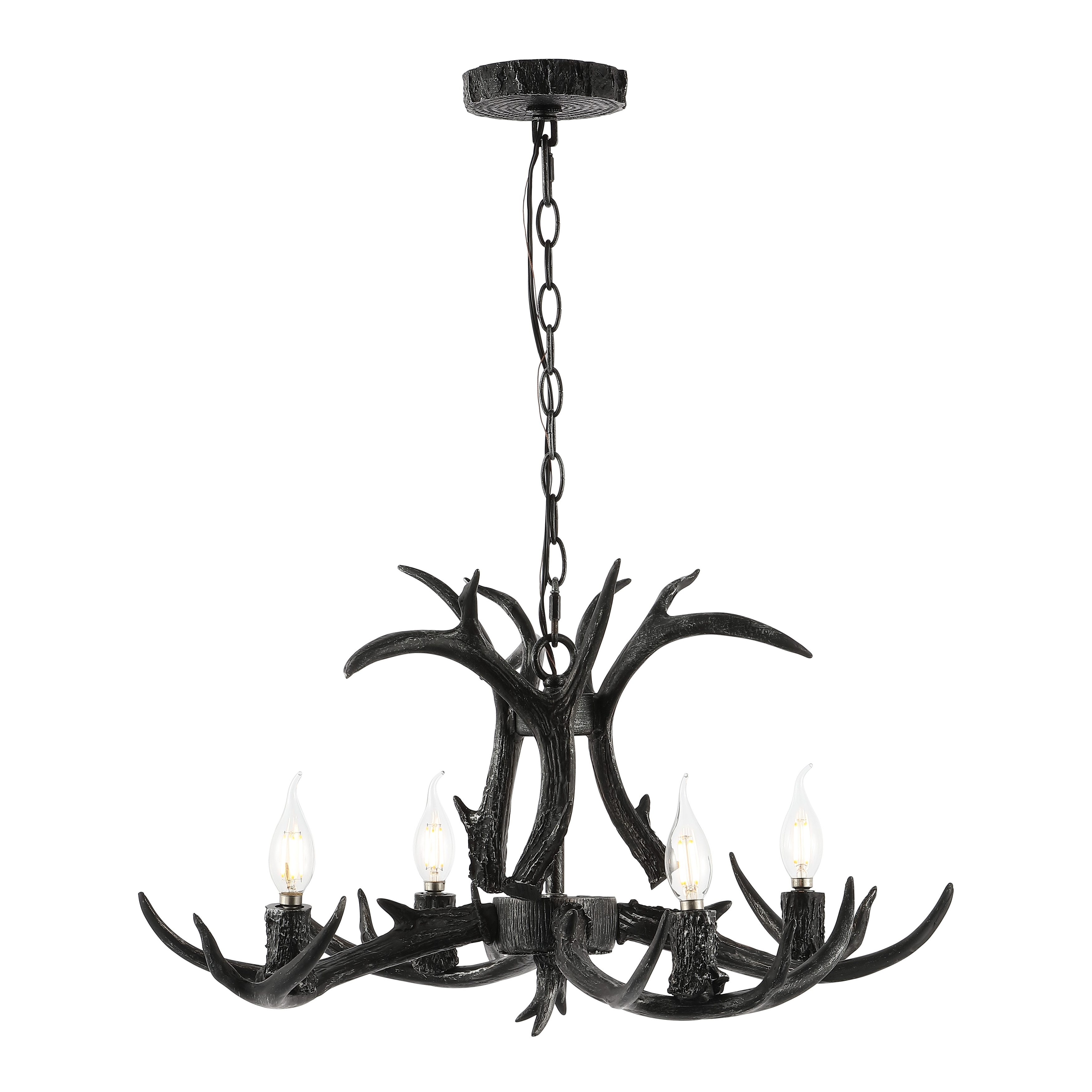 JONATHAN Y Apollo 26" Adjustable Resin Antler 4-Light LED Chandelier ...