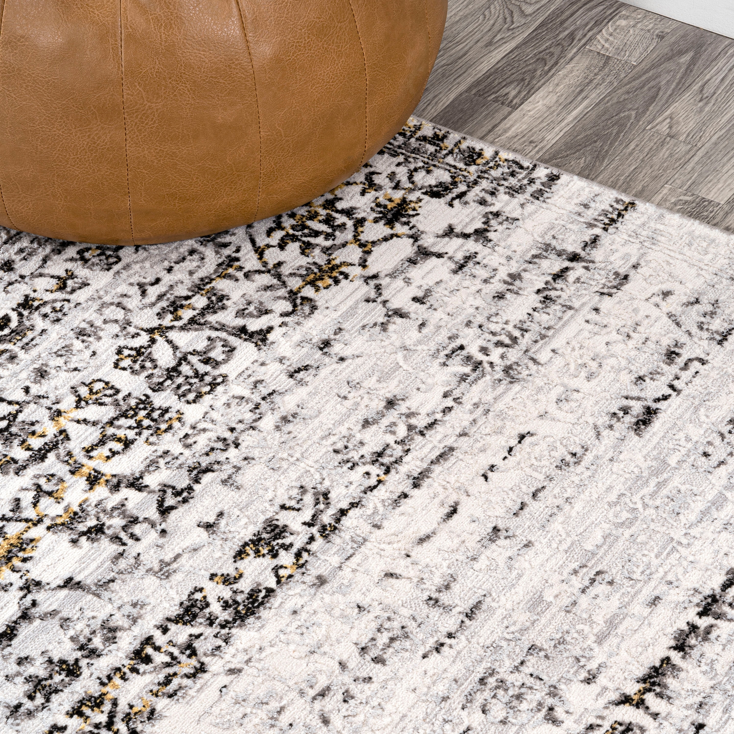 JONATHAN Y Arabesque Modern Strie' Area Rug 2 X 8 - Ivory/Black ...