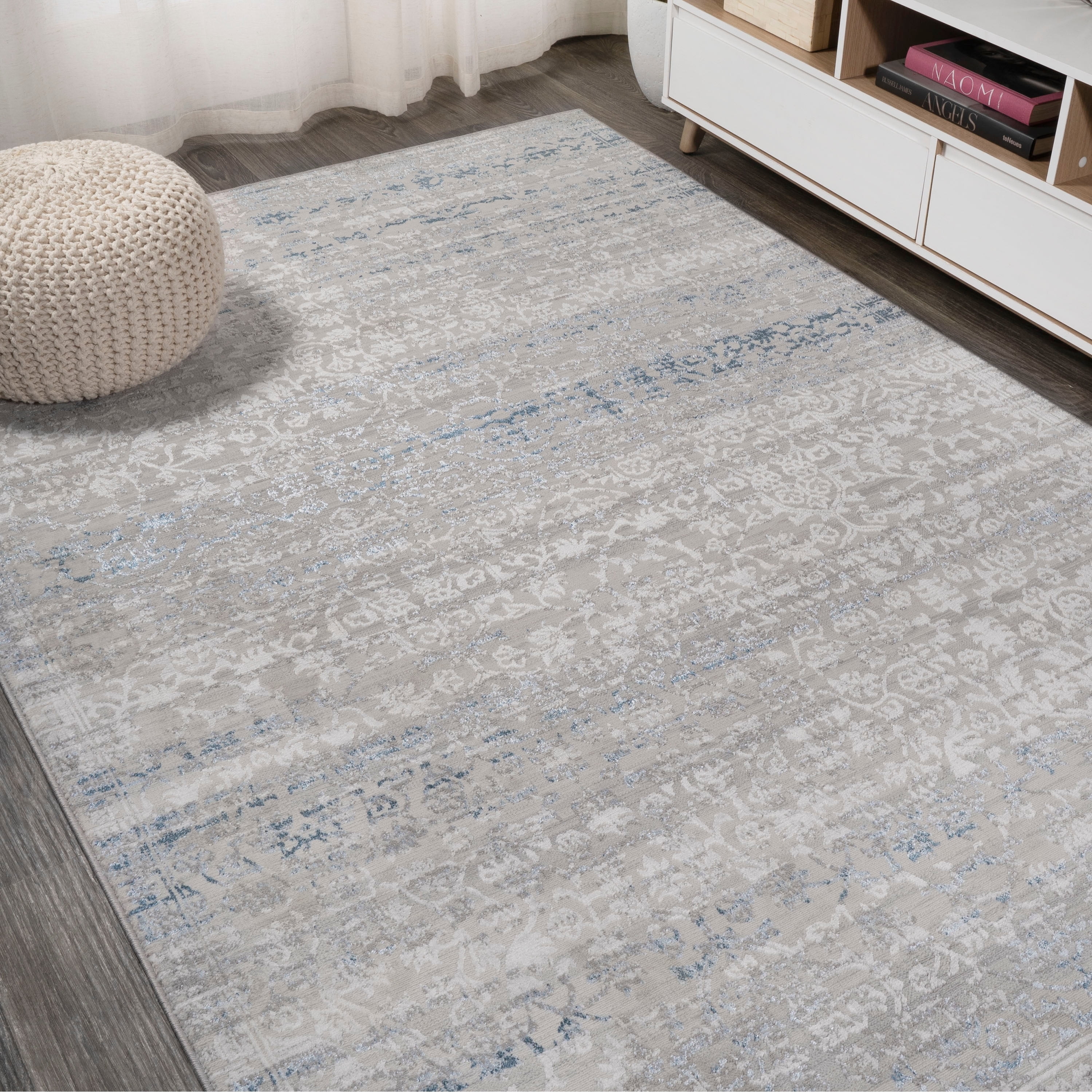 JONATHAN Y Arabesque Modern Strie' Area Rug 3 X 5 - Gray/Blue - Walmart.com