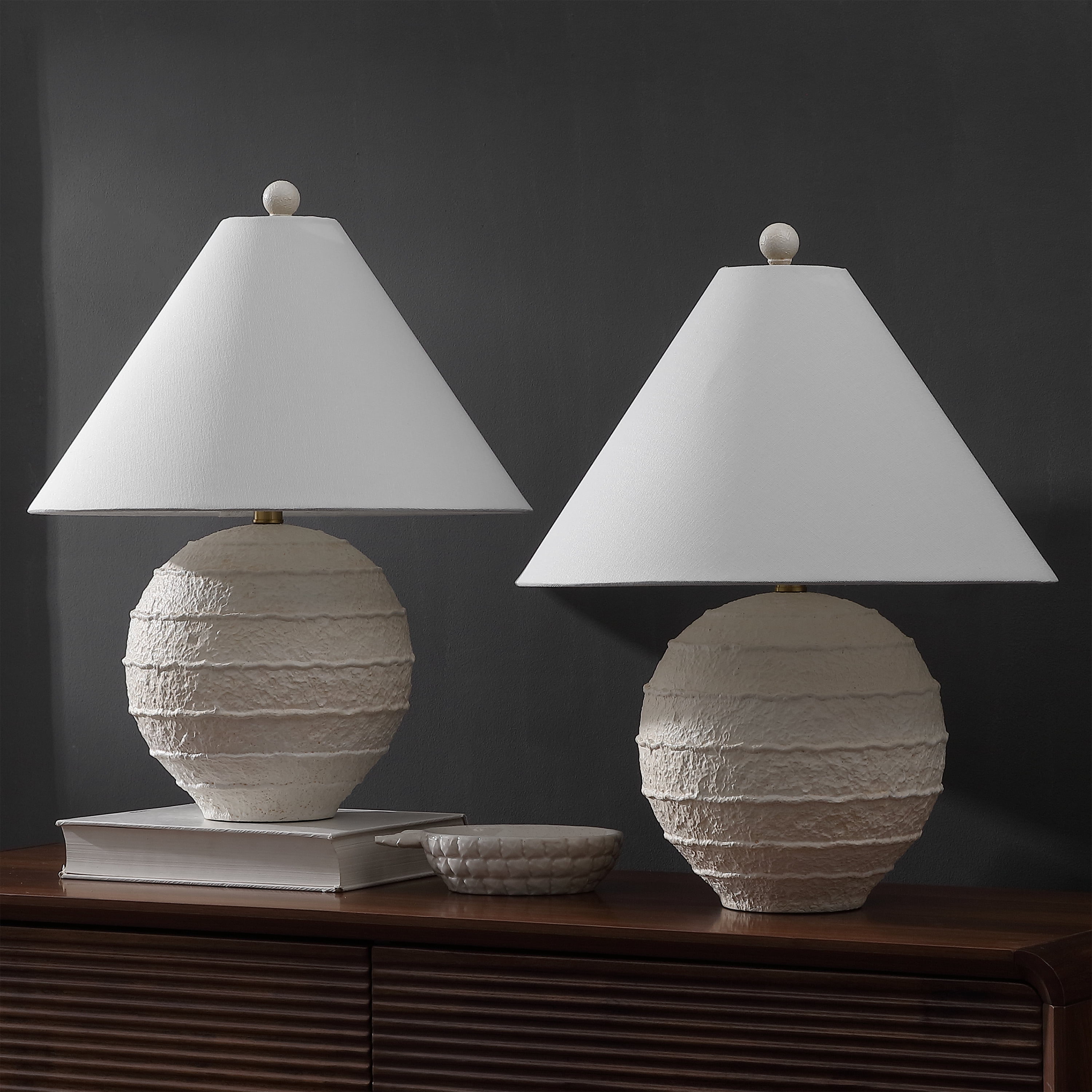 JONATHAN Y Archer 21" Coastal Cottage Textured Resin/Metal Ridged LED ...