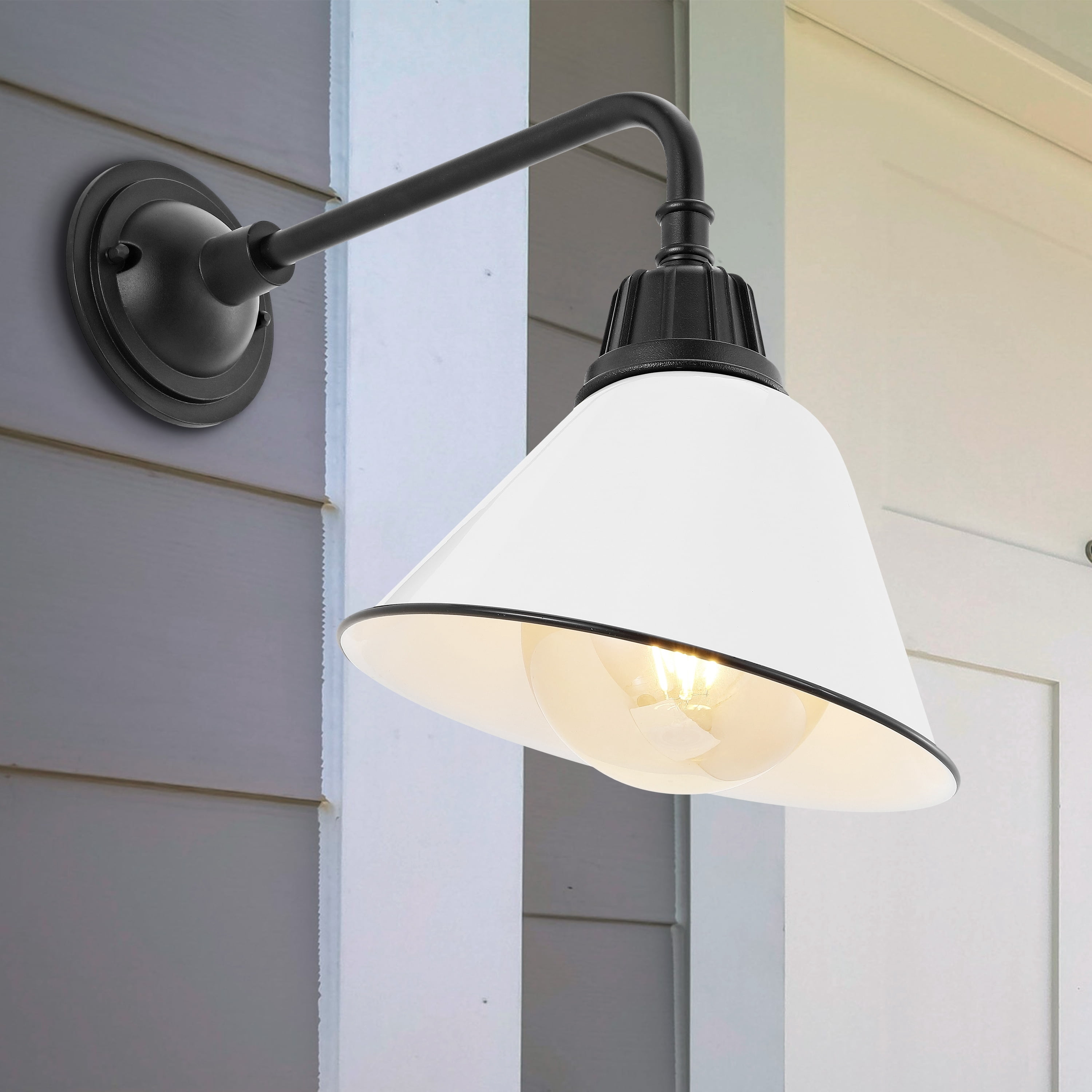 JONATHAN Y Aurora 9.63" 1-Light Farmhouse Industrial Indoor/Outdoor ...
