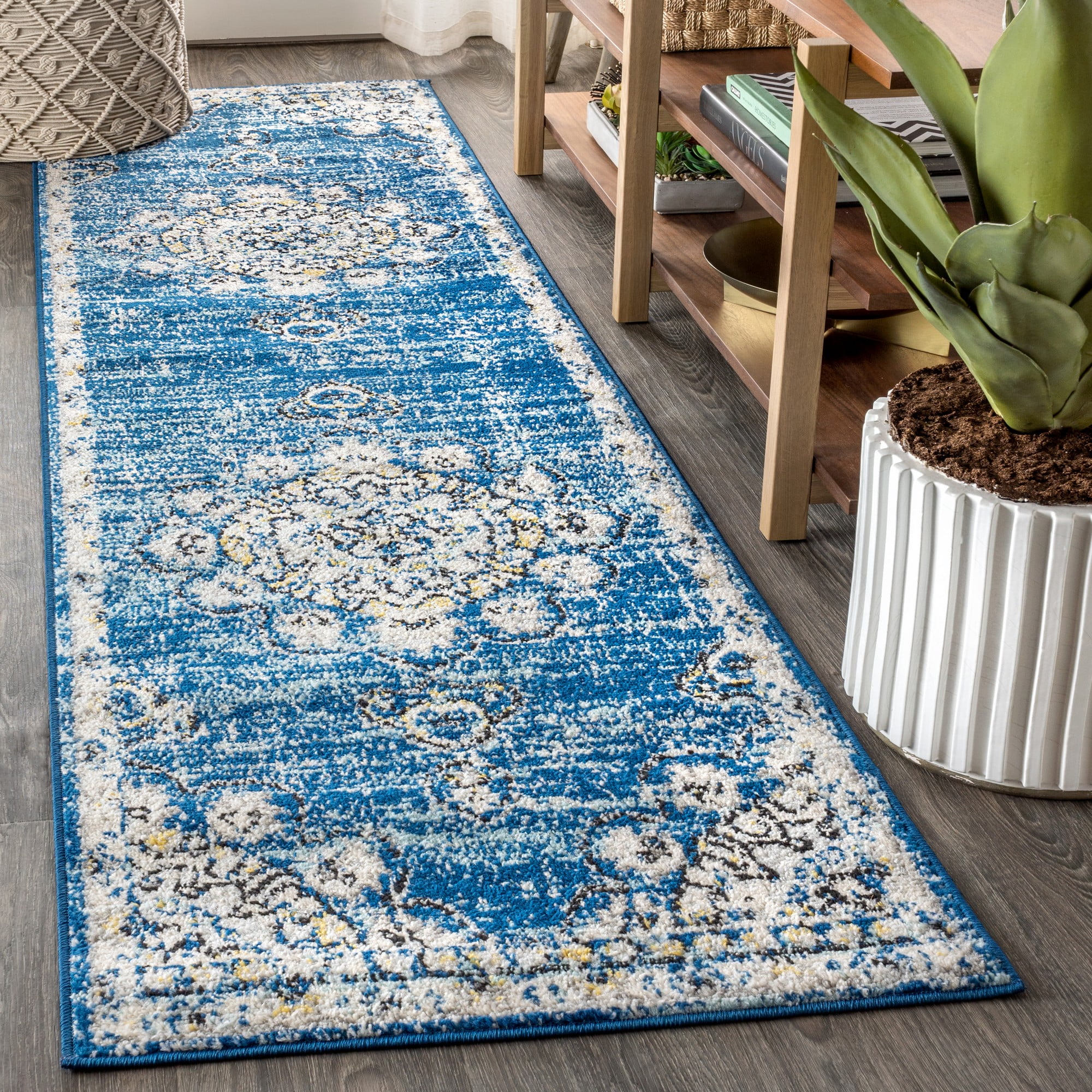JONATHAN Y BOHEMIAN FLAIR 2 x 8 Runner Rug, Vintage Medallion - Blue ...