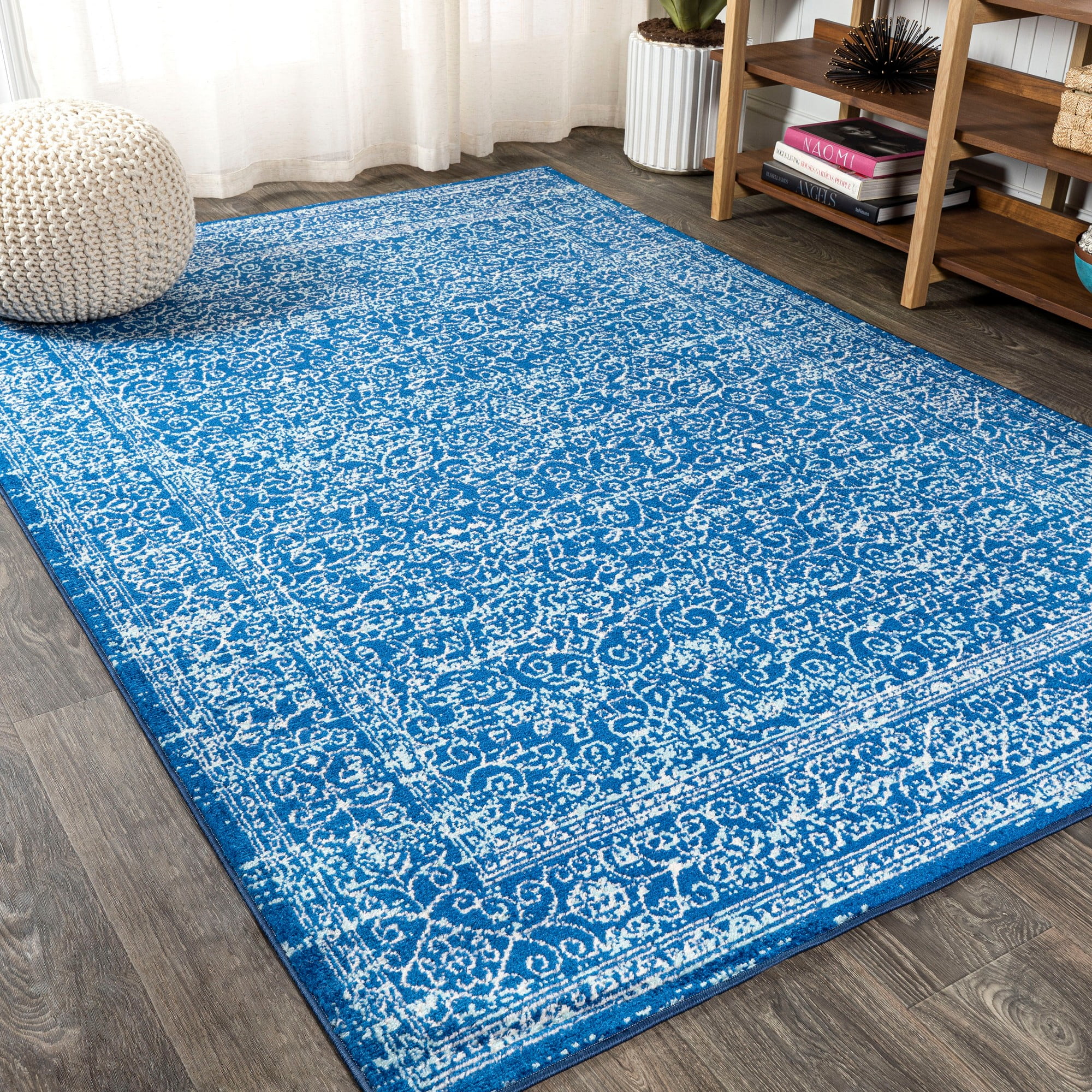 JONATHAN Y BMF108B-4 Ferro Filigree Blue 4 ft. x 6 ft. Area Rug ...