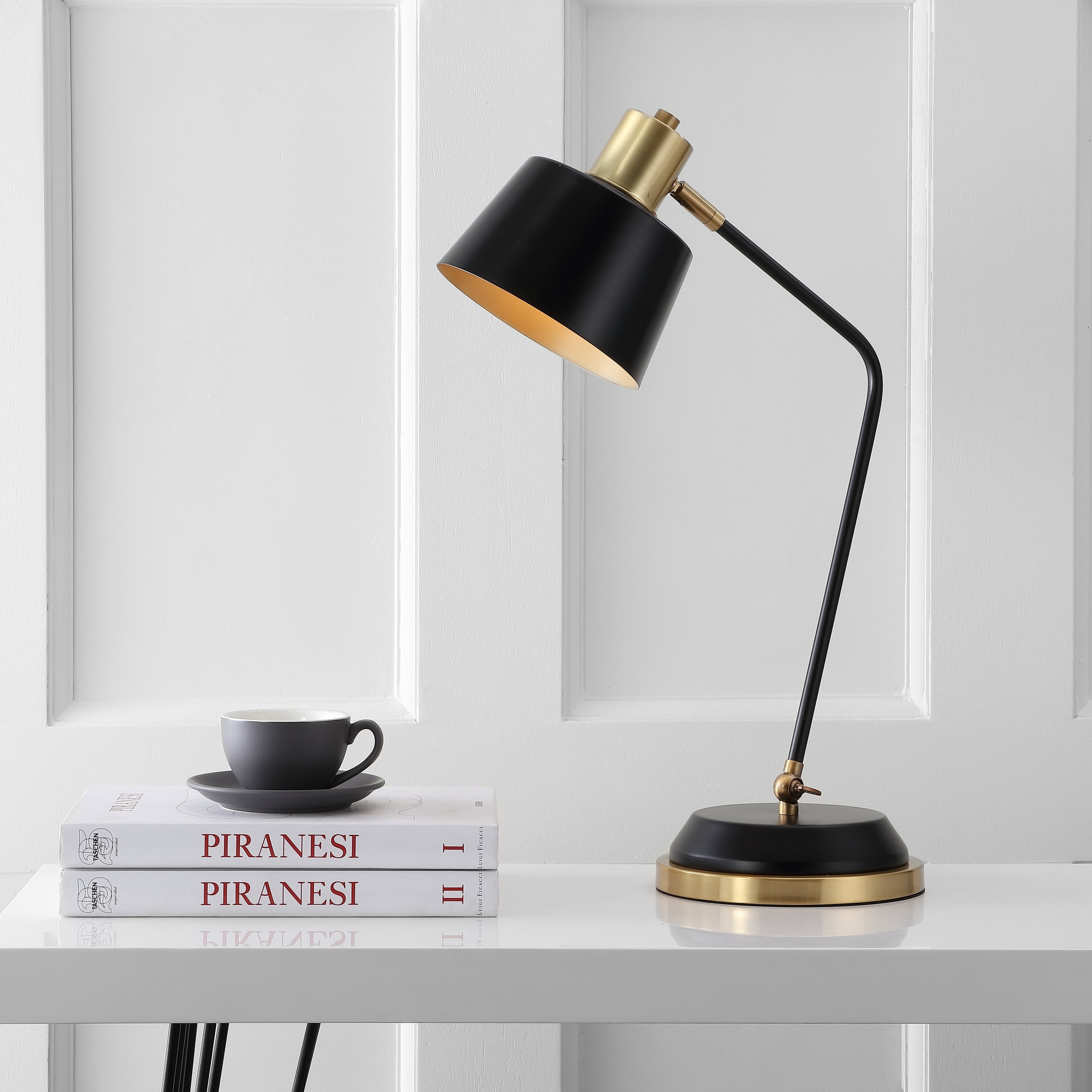 JONATHAN Y Barnes 23" Metal LED Task Lamp, Black/Brass Gold by JONATHAN ...