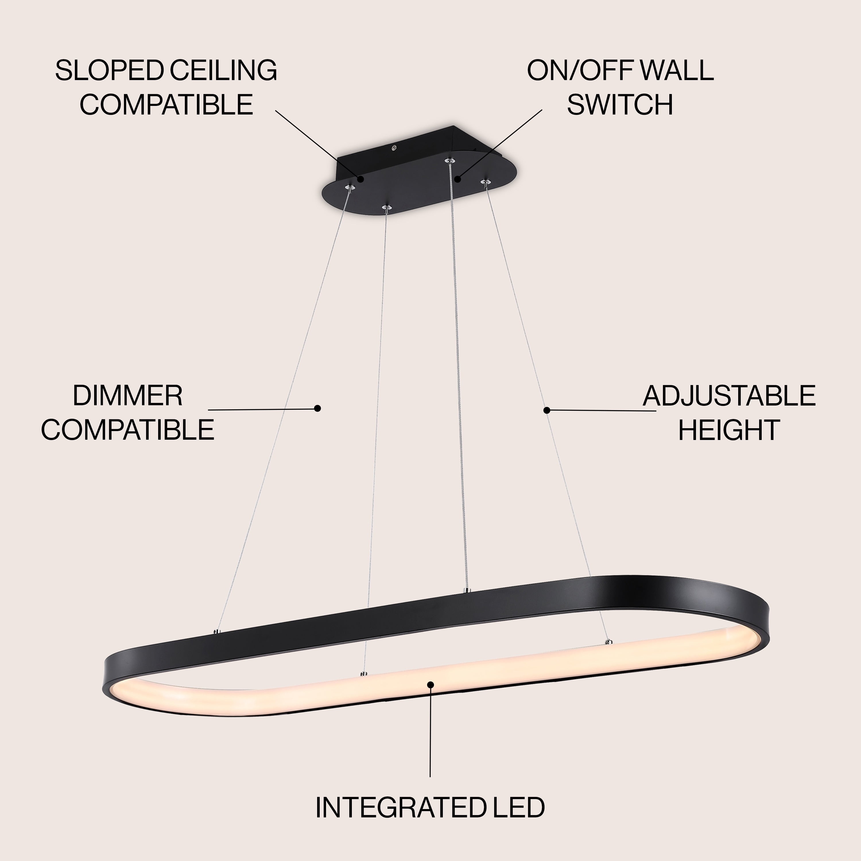 JONATHAN Y Brice 38.75" Modern Bohemian Iron Linear Integrated LED ...