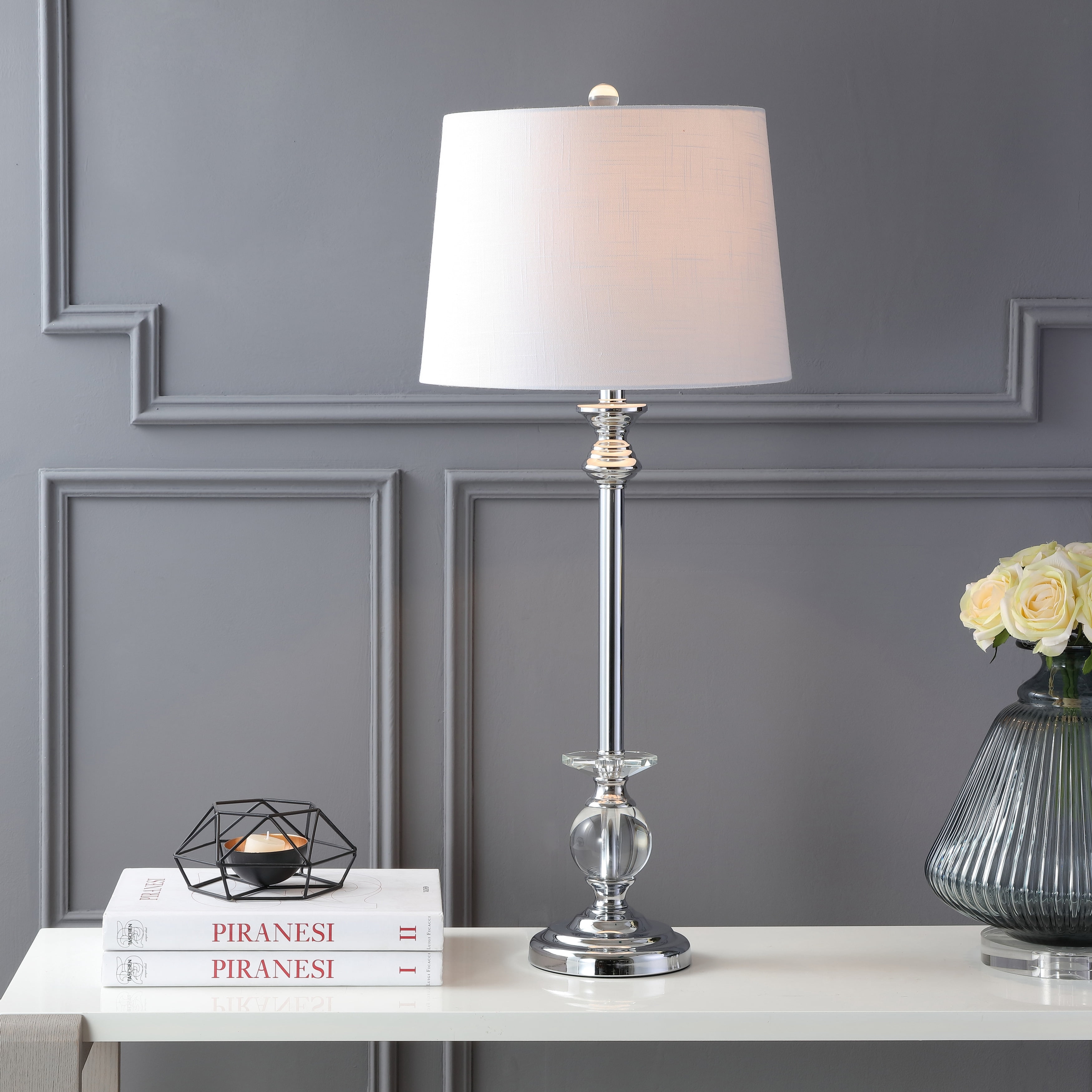 JONATHAN Y Brooklyn 33" Crystal/Metal LED Table Lamp, Clear/Chrome (Set ...