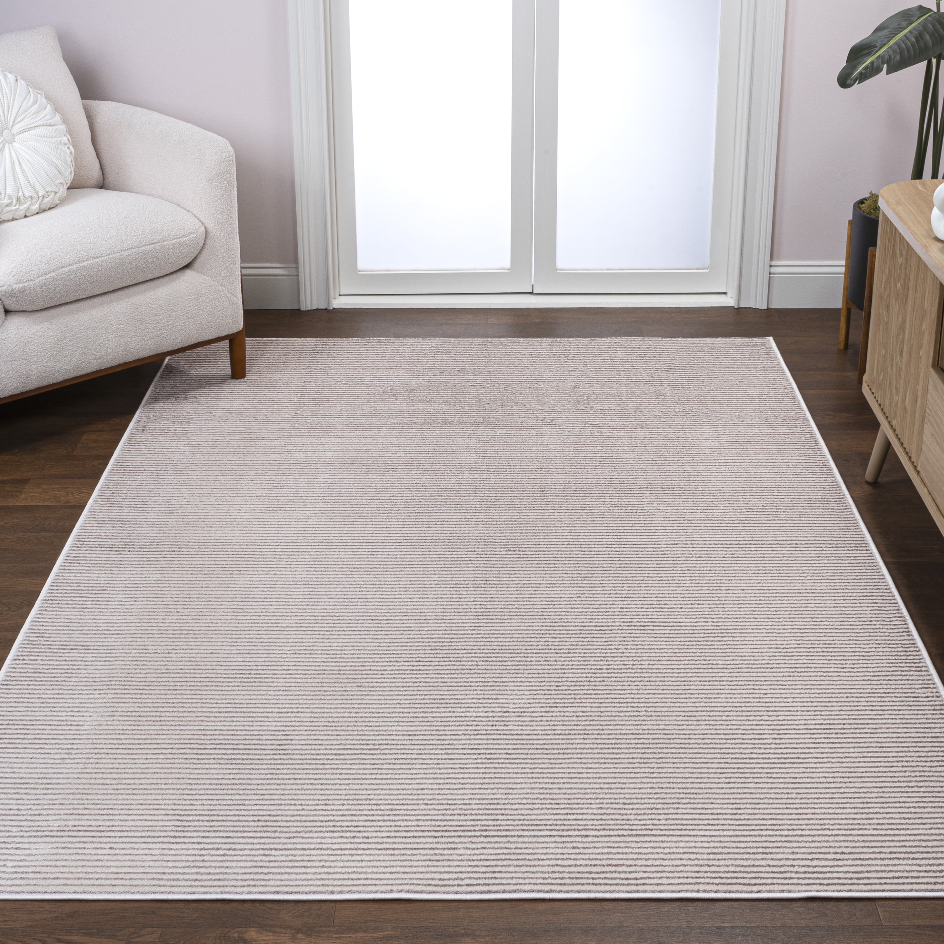 JONATHAN Y CARMEL Cole Minimalist Pinstripe Area Rug, 3 x 5, Cream ...