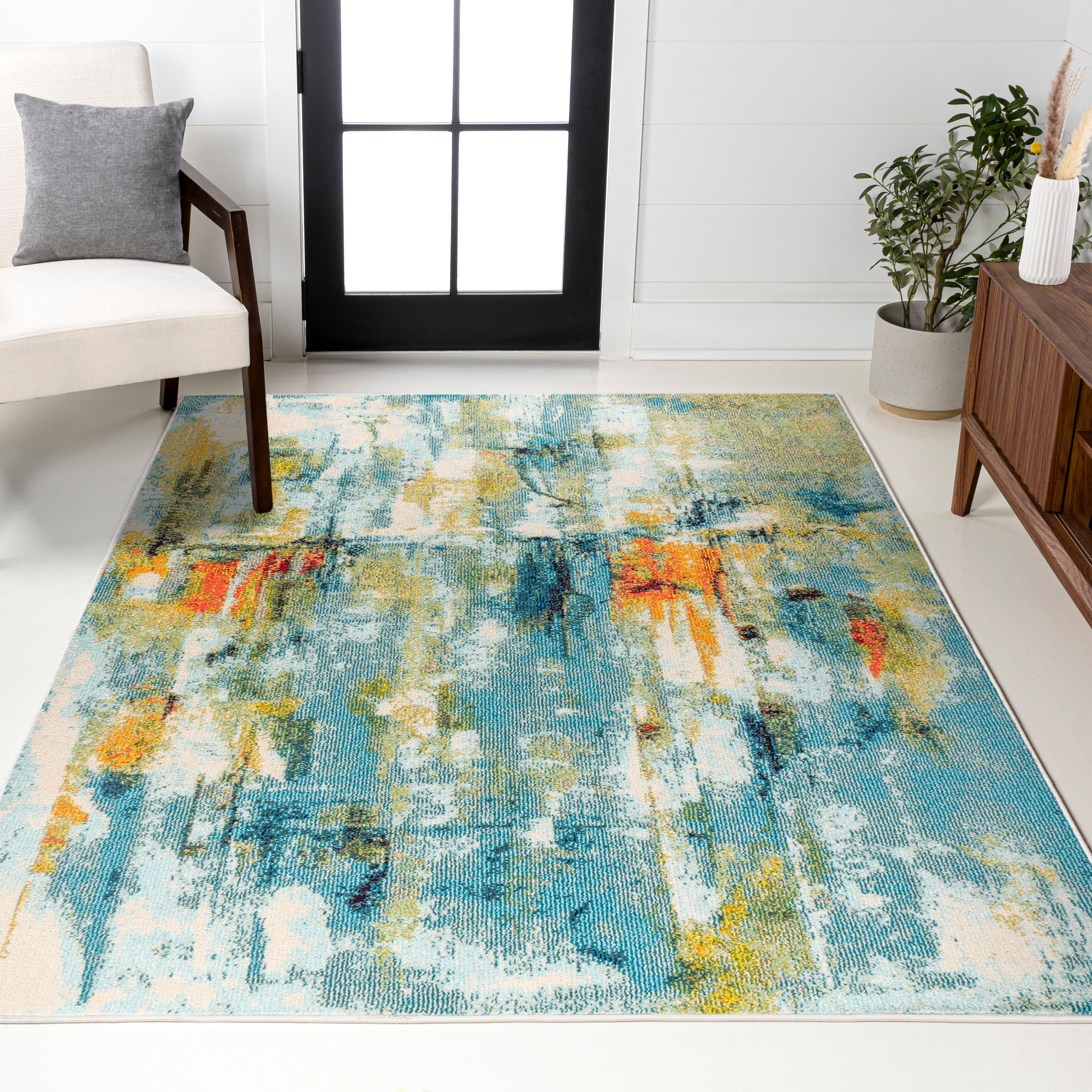 JONATHAN Y CONTEMPORARY POP 8 x 10 Area Rug, Modern Abstract Waterfall ...