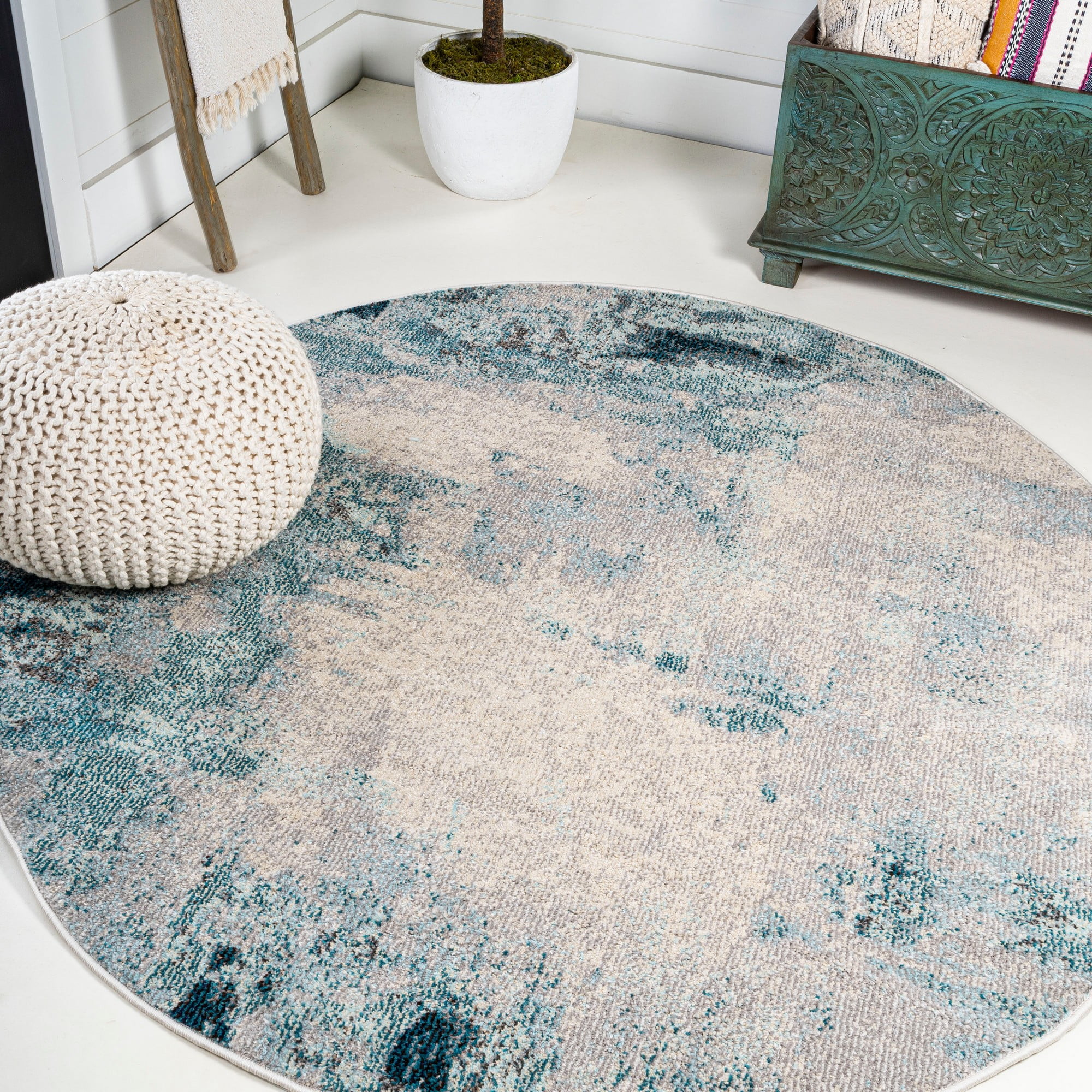 JONATHAN Y CONTEMPORARY POP 4' Round Area Rug, Modern Abstract Vintage ...