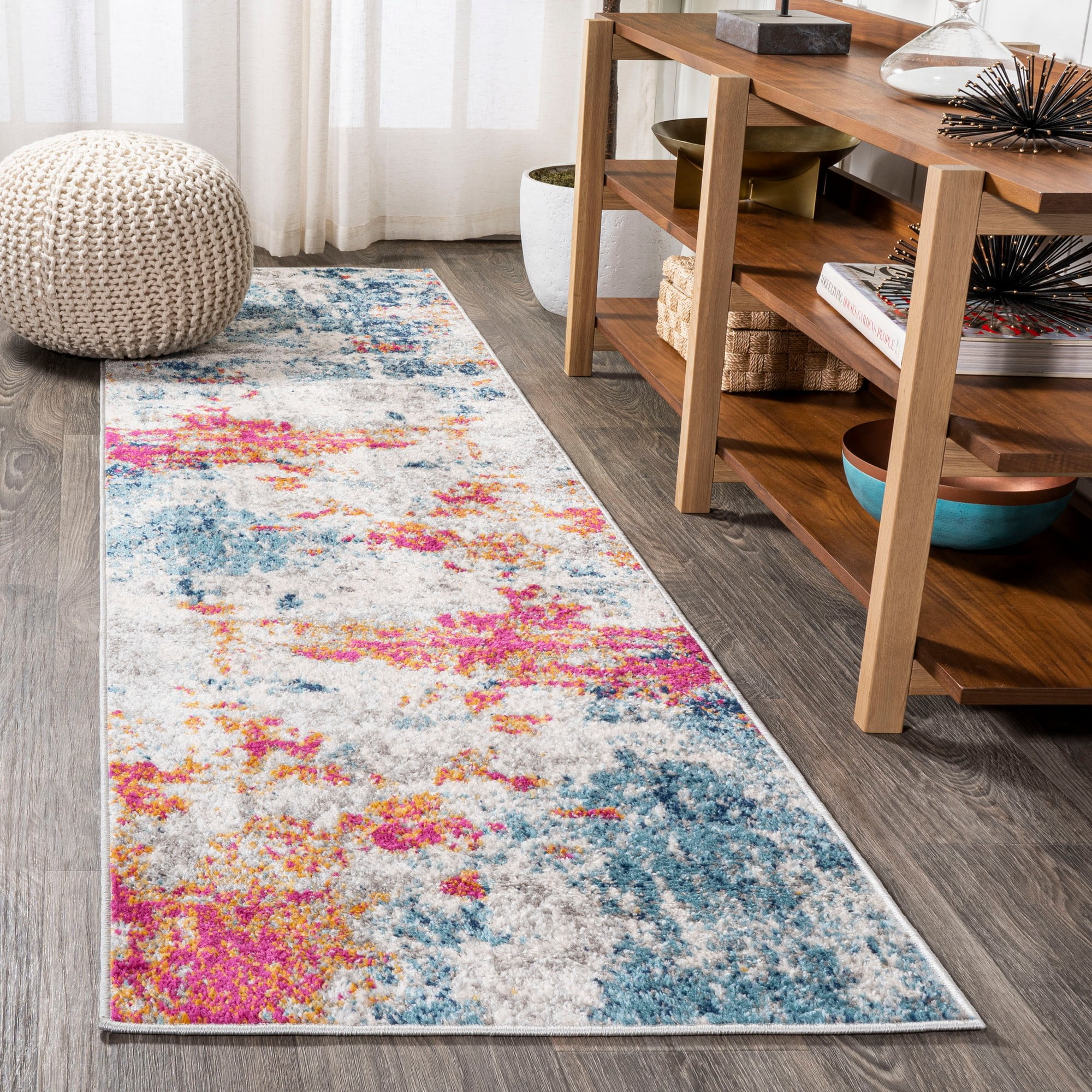 JONATHAN Y CONTEMPORARY POP 2 x 8 Runner Rug, Sunset Abstract - Blue ...
