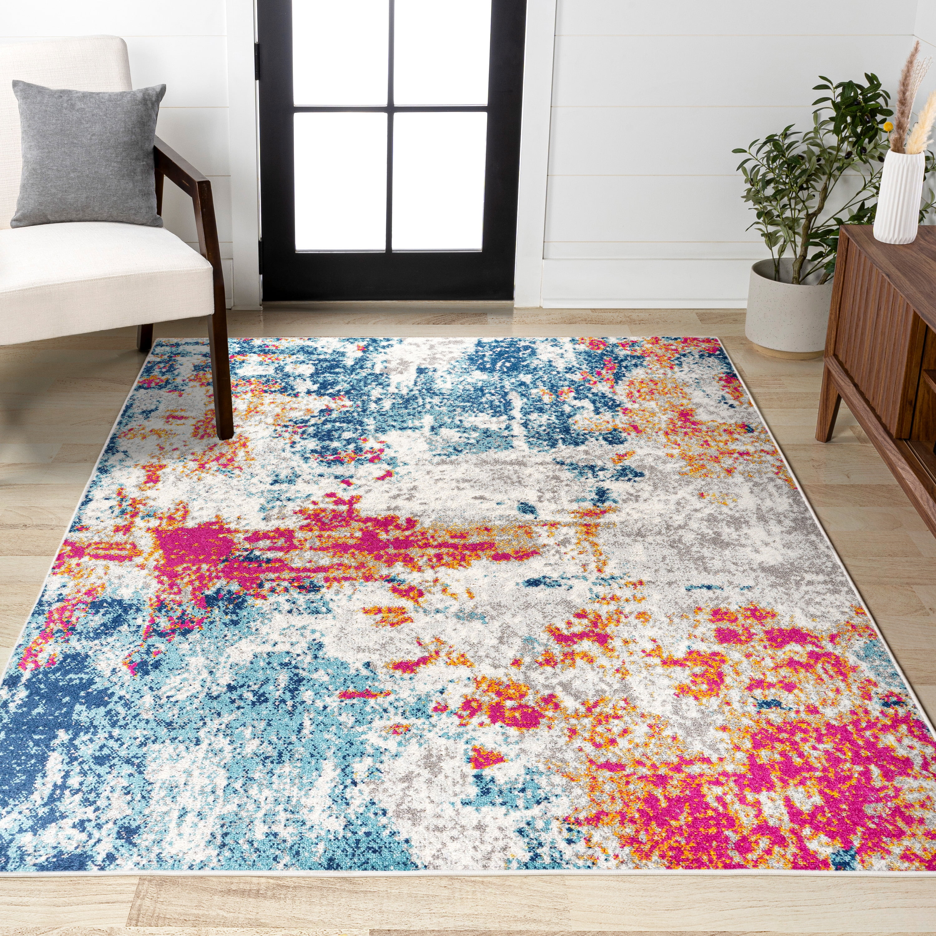 JONATHAN Y CONTEMPORARY POP 3 x 5 Area Rug, Sunset Abstract - Blue ...