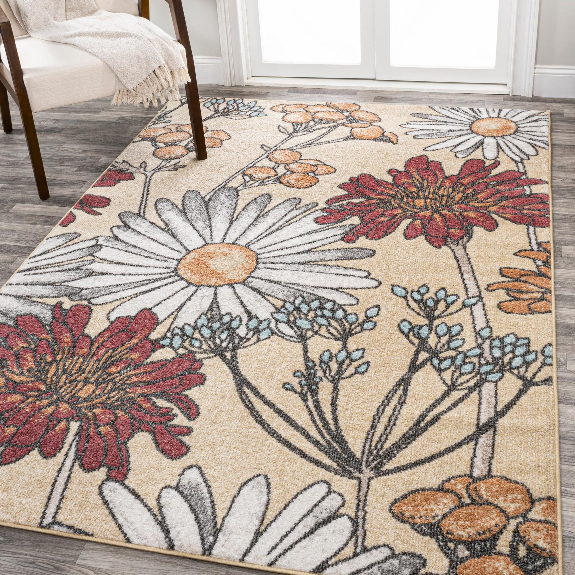 JONATHAN Y CONTEMPORARY POP Dizi Botanical Wildflower Area Rug, 5 x 8 ...