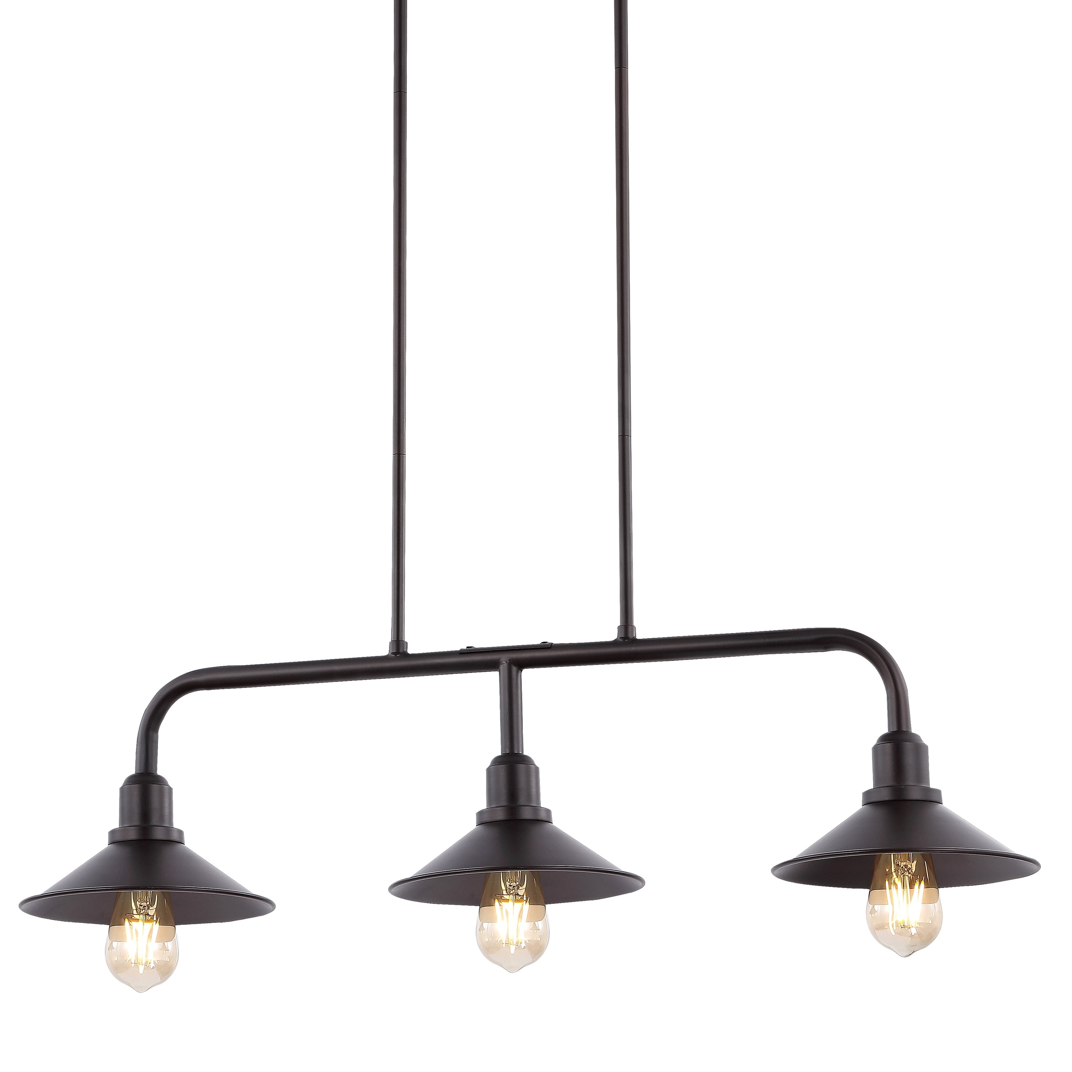 JONATHAN Y Cade 34.25" 3-Light Metal Farmhouse Industrial LED Pendant ...