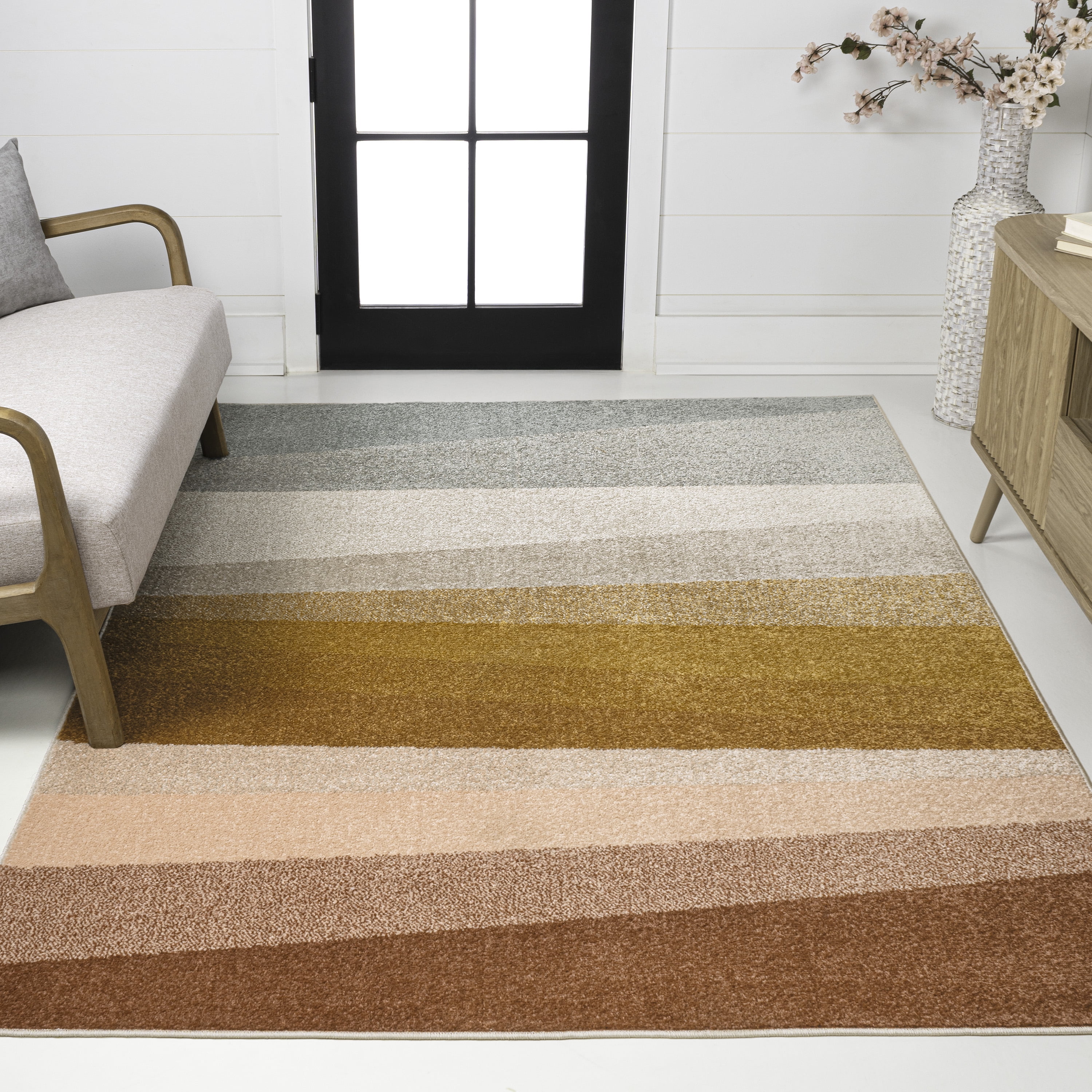 JONATHAN Y DAZZLE 5 x 8 Area Rug, Prism Geometric Striped - Red/Yellow ...