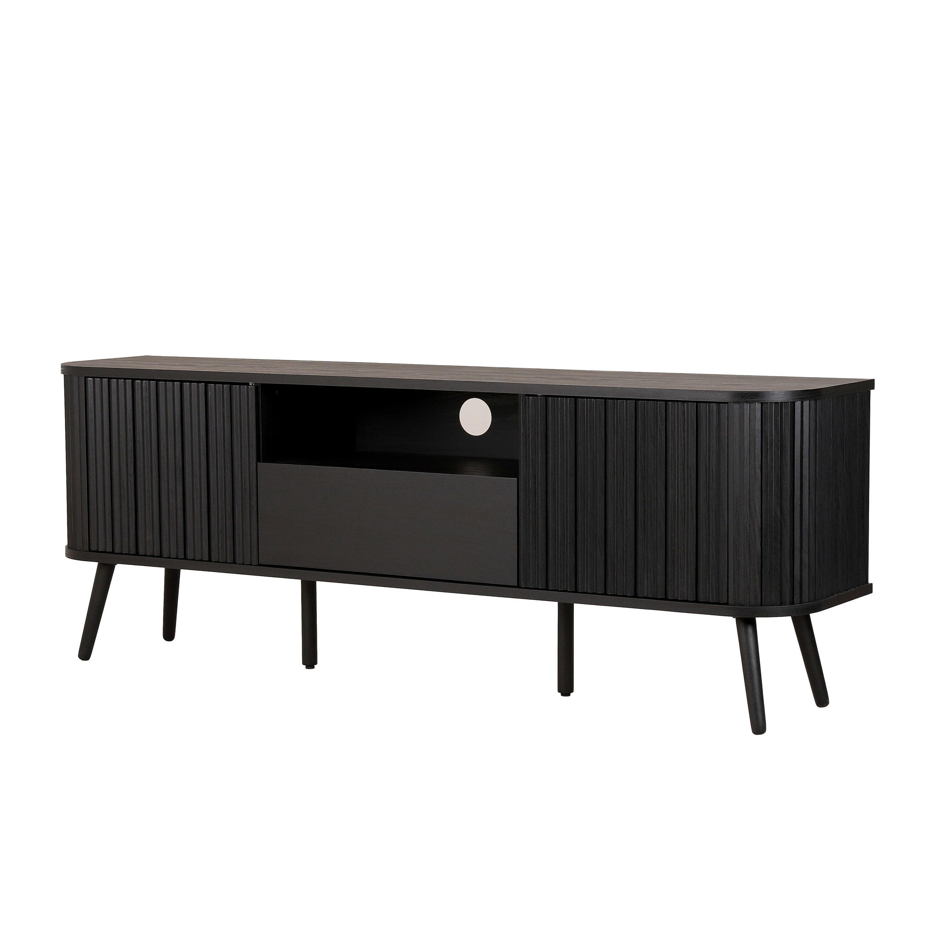 JONATHAN Y Damien 70 in. Farmhouse Curved TV Stand with Drawer and ...