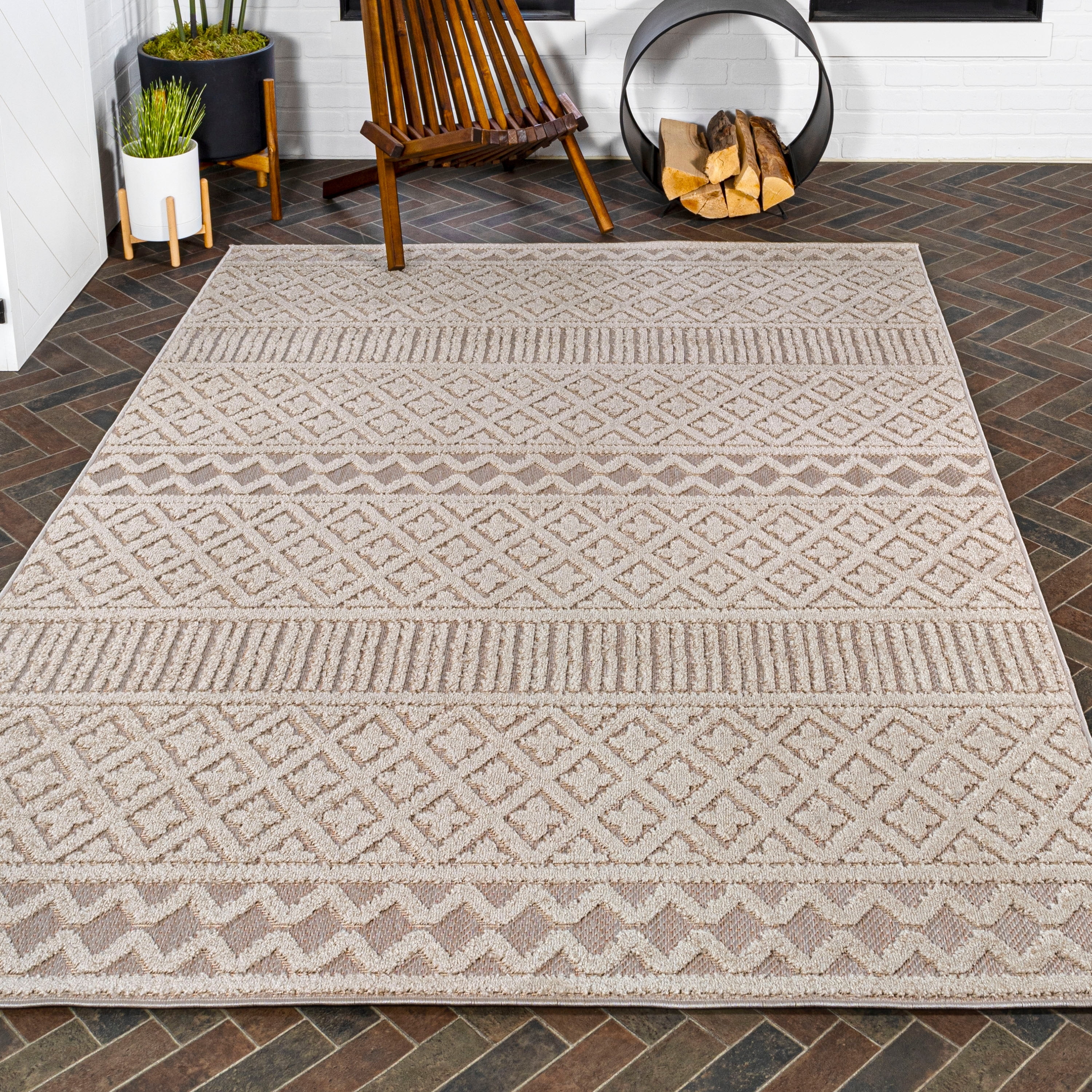 JONATHAN Y Duenas High-Low Two-Tone Monstera Leaf Area Rug 8 X 10 ...
