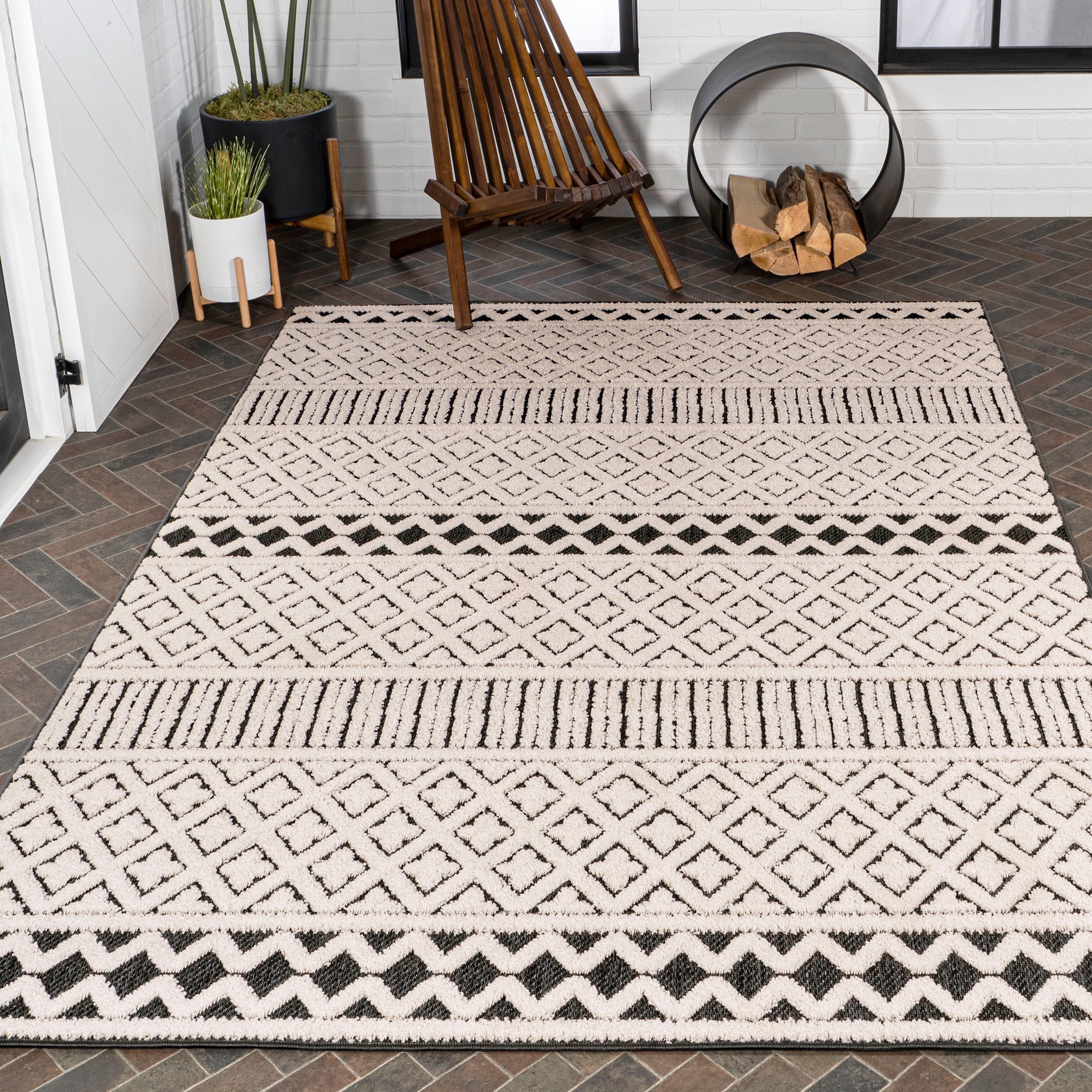 JONATHAN Y Duenas High-Low Two-Tone Monstera Leaf Area Rug 8 X 10 ...