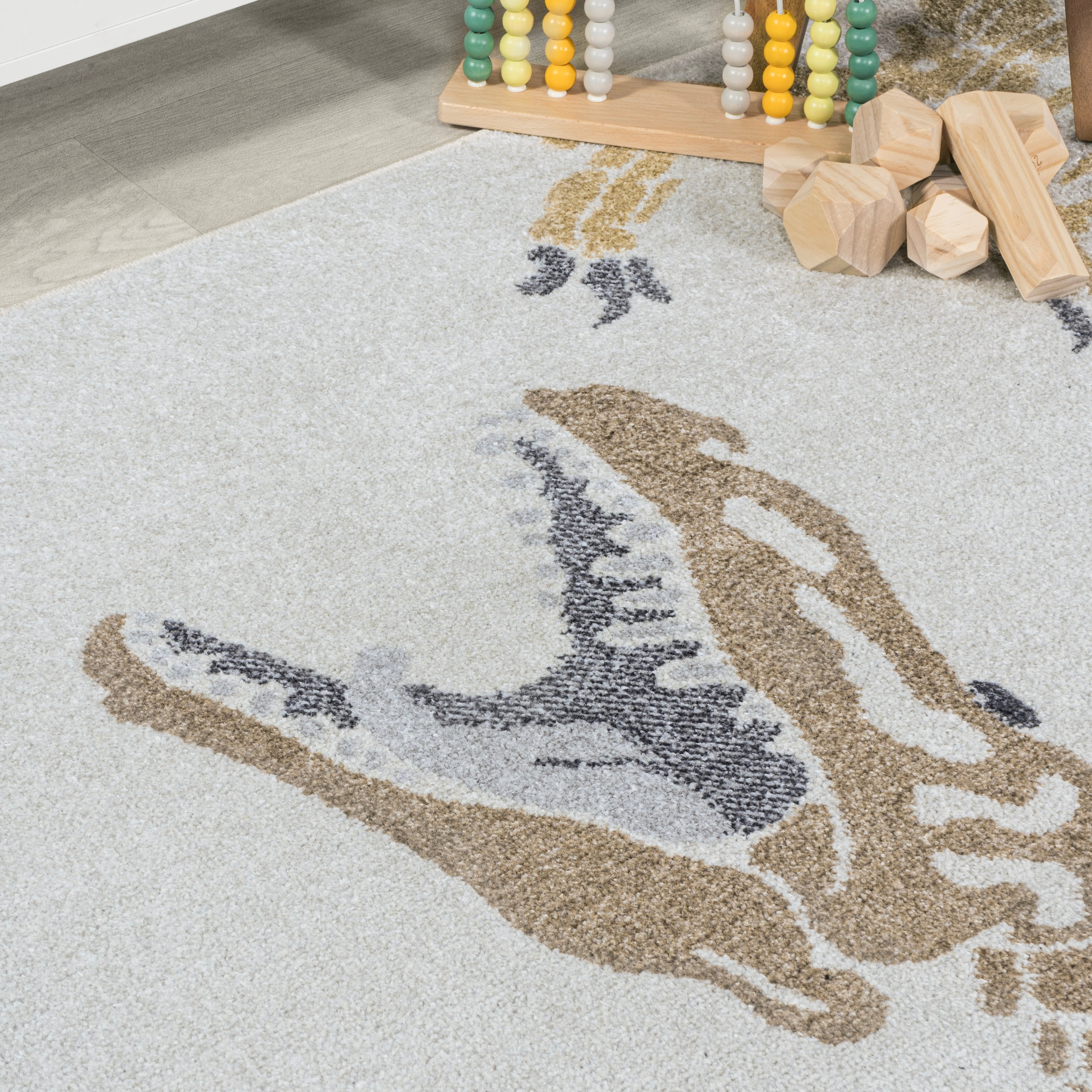 JONATHAN Y Duenas T-Rex Modern Kids Machine-Washable Area Rug 3 X 5 ...