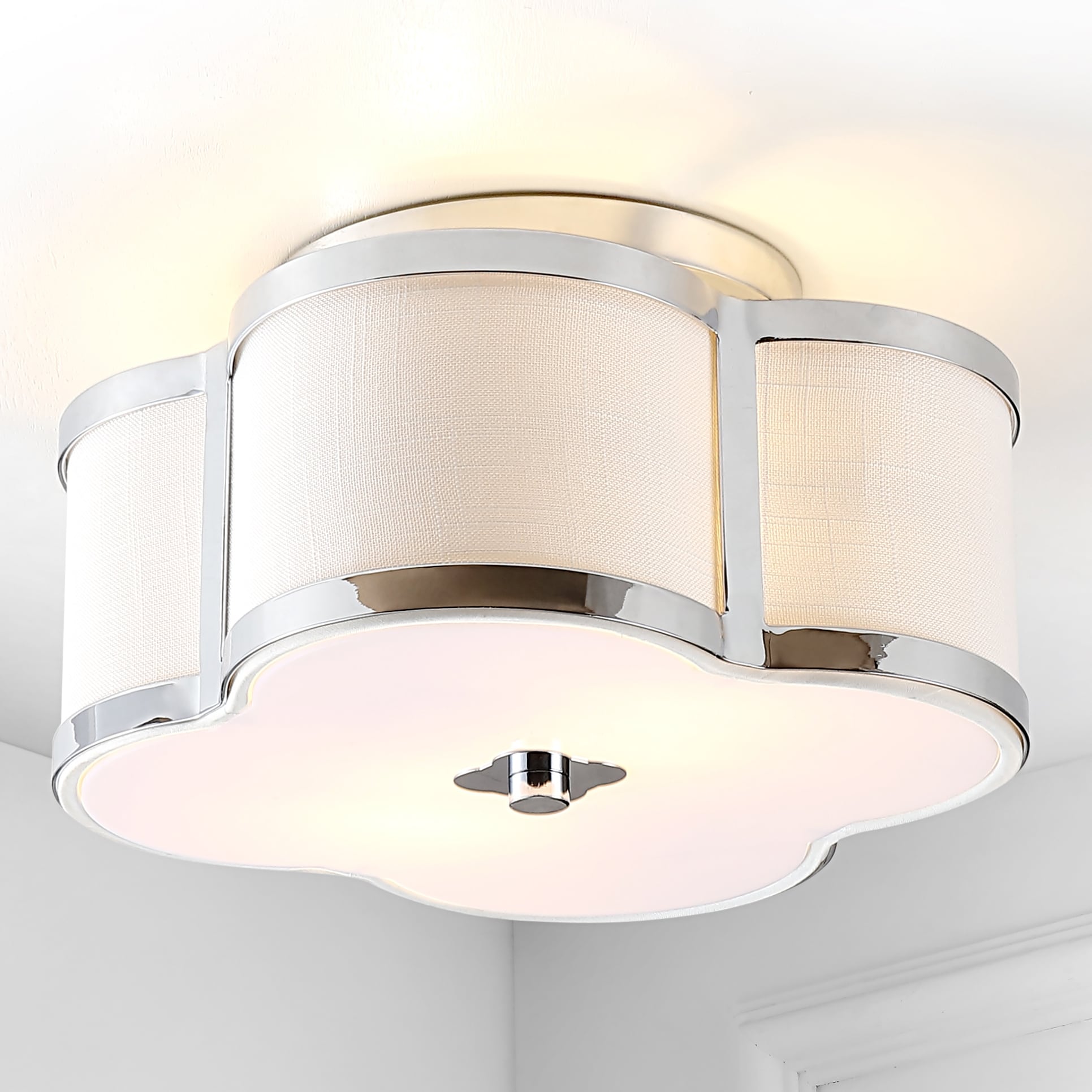 JONATHAN Y Frank Scalloped Shade Metal Classic Glam LED Flush Mount, by ...