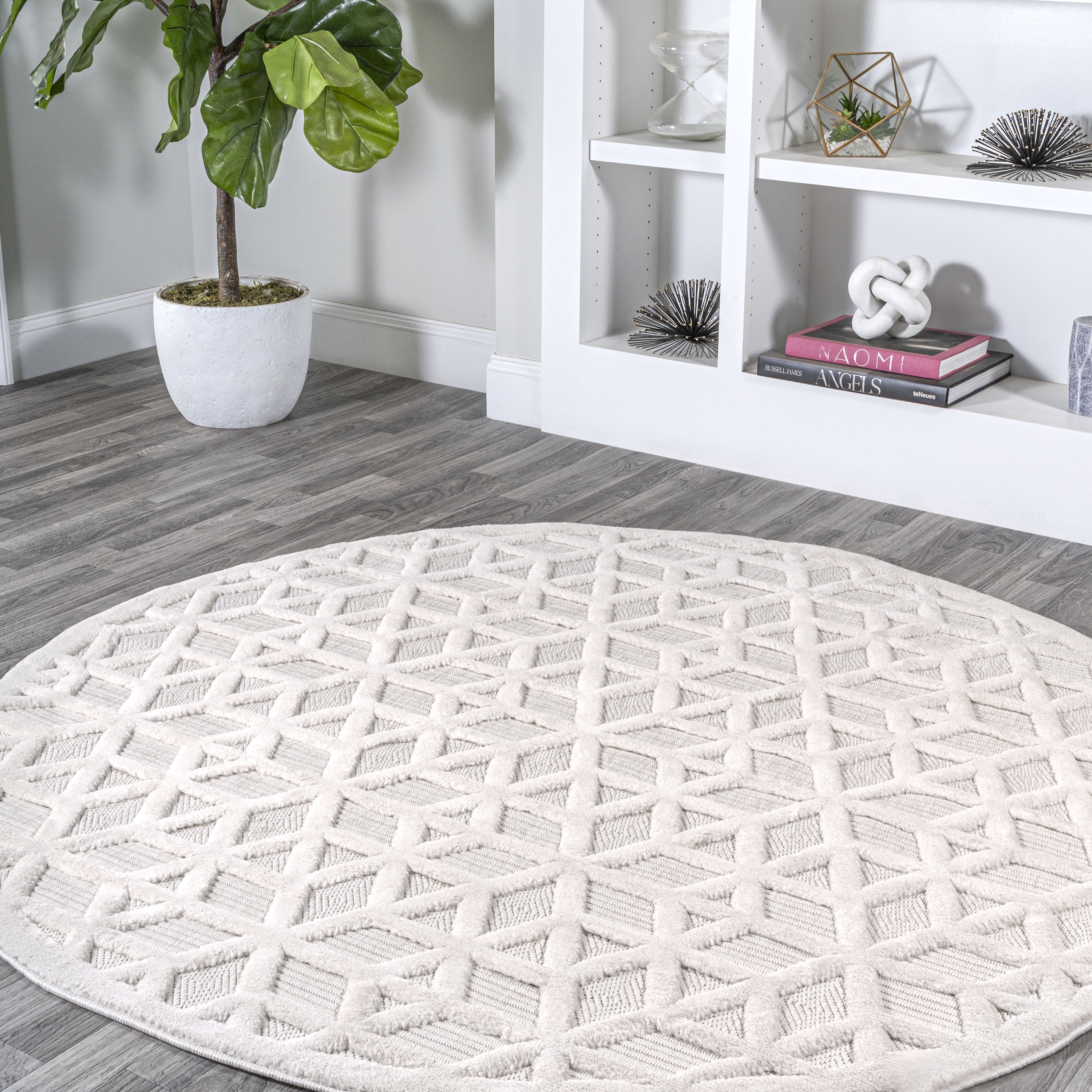 JONATHAN Y IBZ102D-5R Talaia Neutral Geometric Ivory 5' Round Indoor ...
