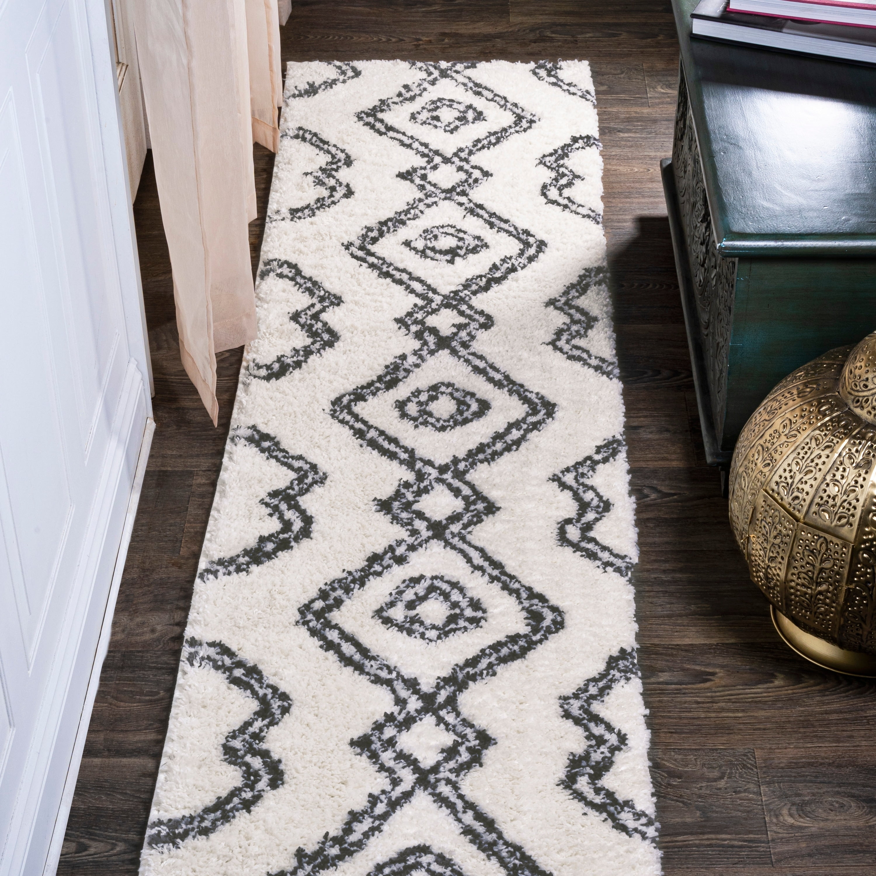 JONATHAN Y JONATHAN Y Alaro Moroccan Style Diamond Shag Area Rug 2 X 8 ...