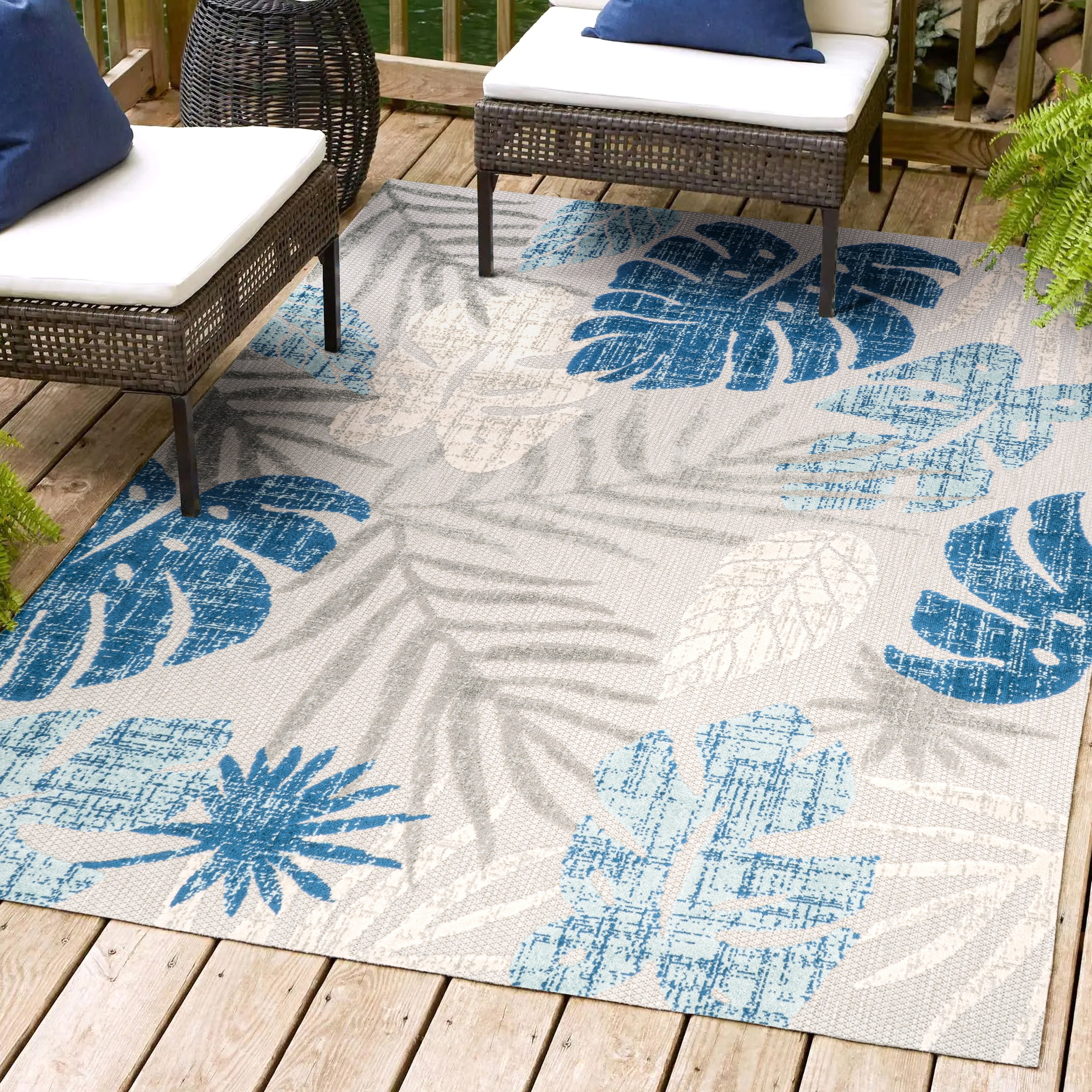 JONATHAN Y JONATHAN Y Algarve Tropical Leaf High-Low Indoor/Outdoor ...