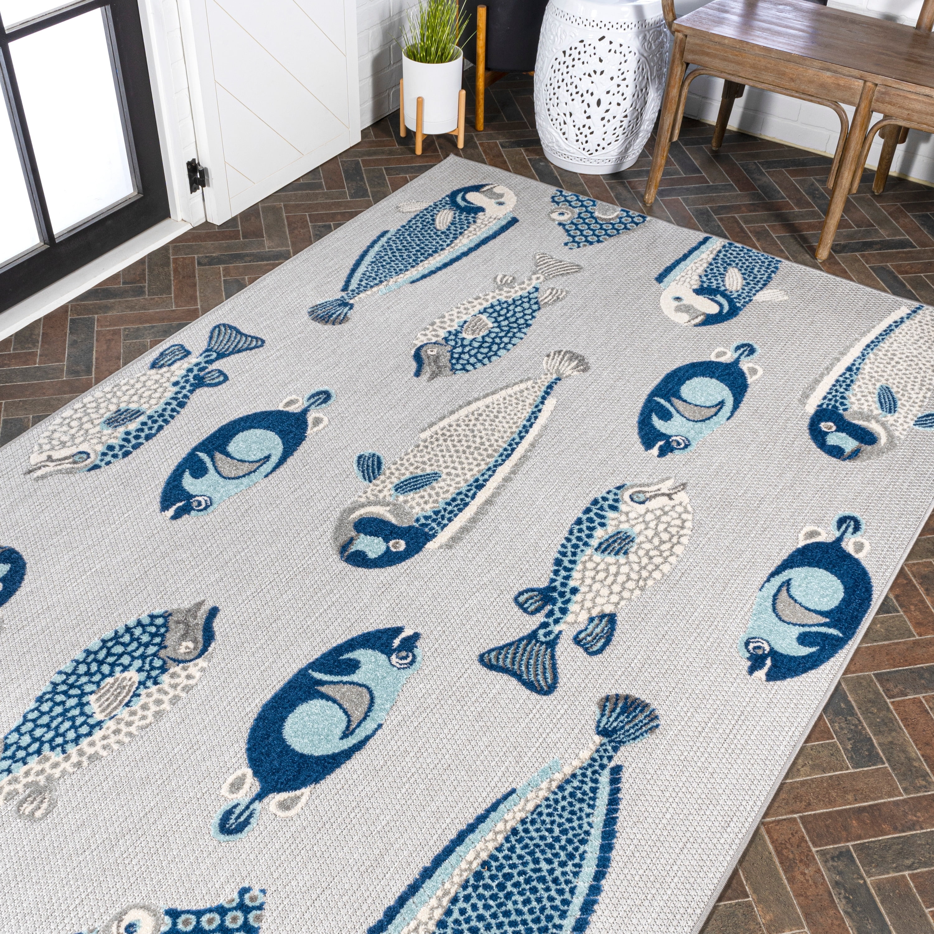 JONATHAN Y JONATHAN Y Aranciata Modern Fish High-Low Indoor/Outdoor ...