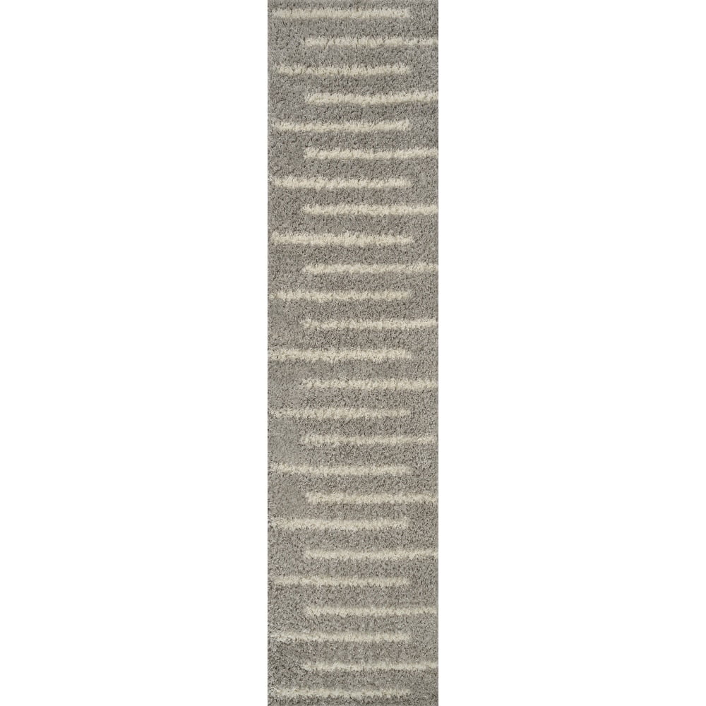 JONATHAN Y JONATHAN Y Cristo Berber Stripe Shag Area Rug 2 X 10 - Gray ...