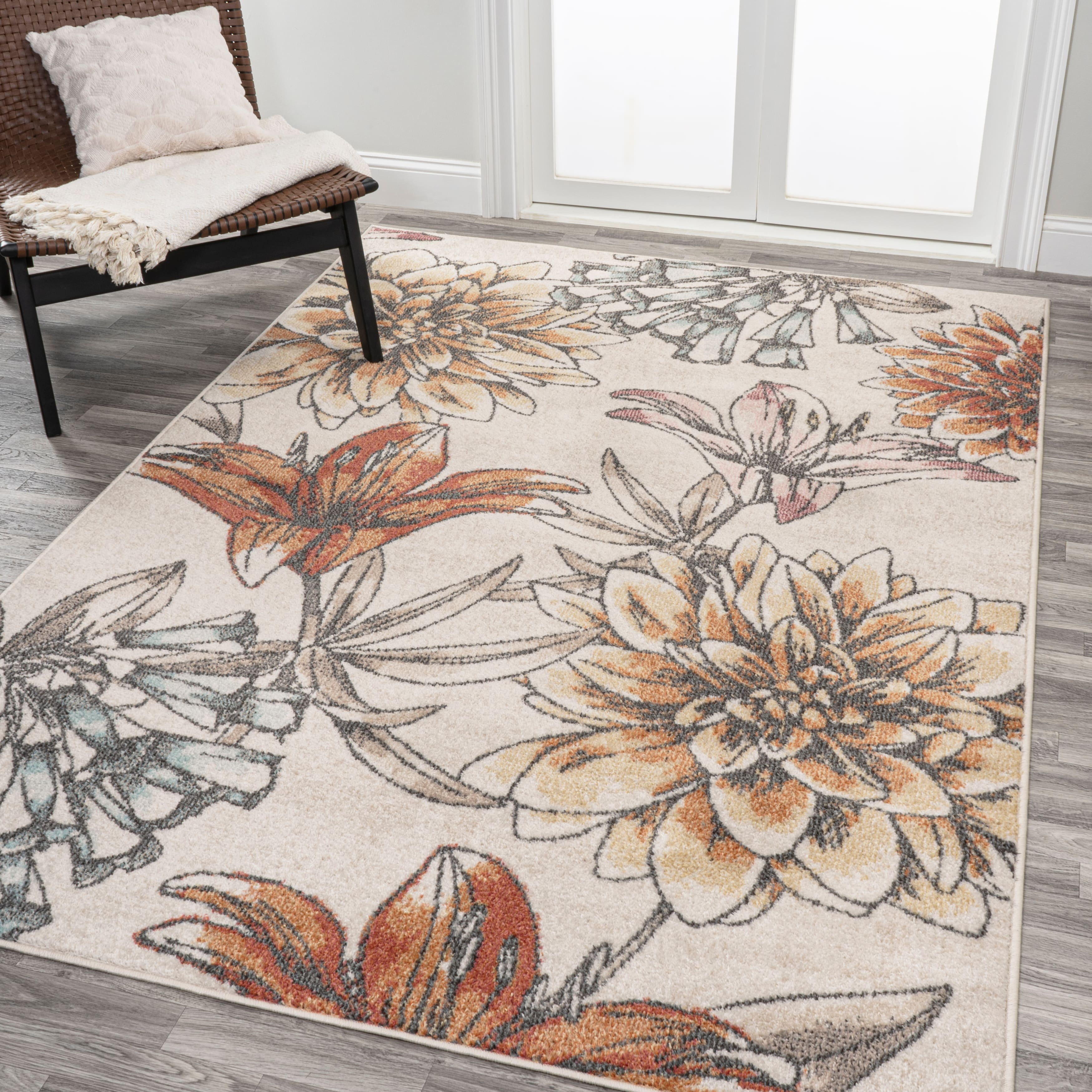 JONATHAN Y JONATHAN Y Dizi Modern Botanical Flower Area Rug 4 X 6 ...