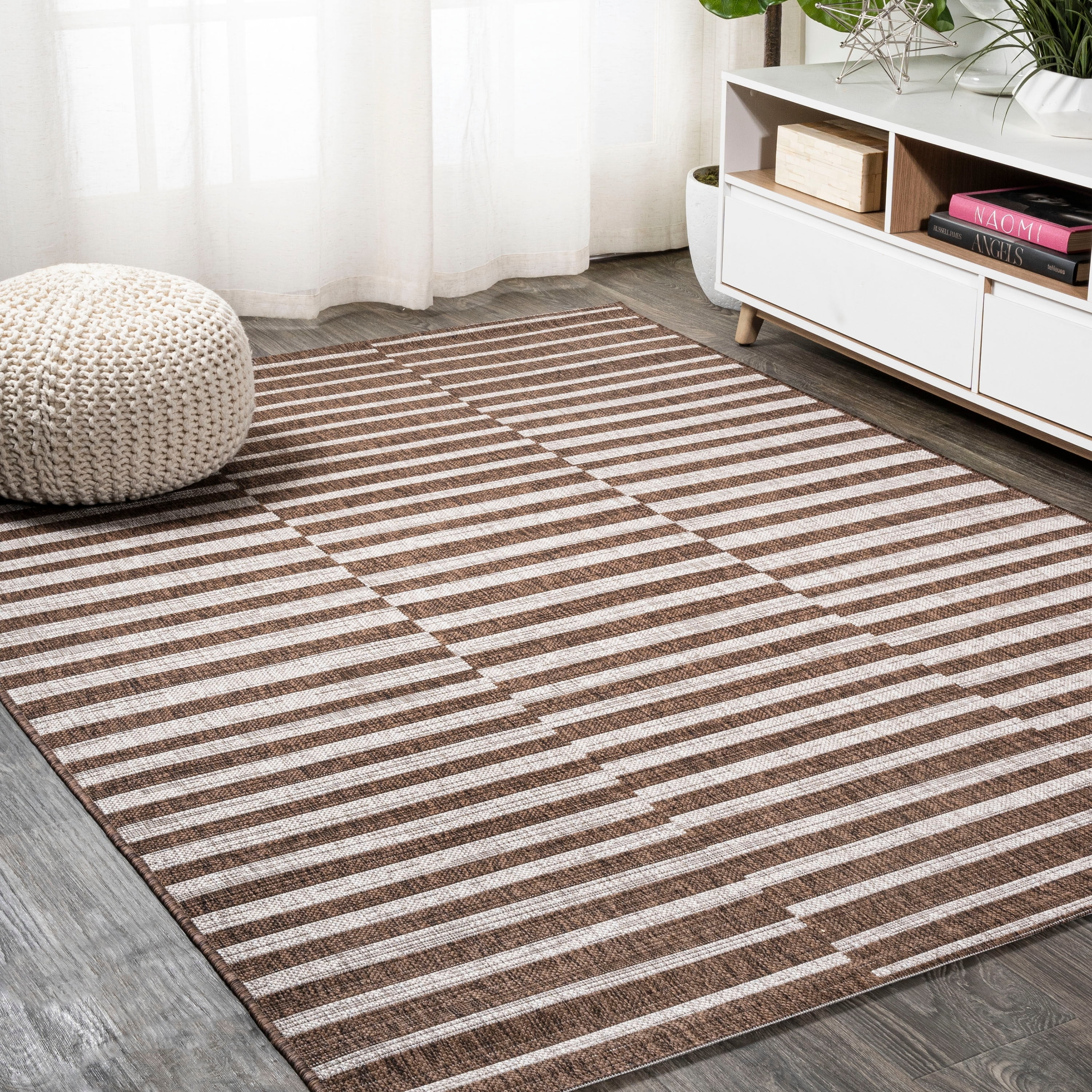JONATHAN Y JONATHAN Y Grid Modern Offset Stripe Indoor/Outdoor Area Rug ...