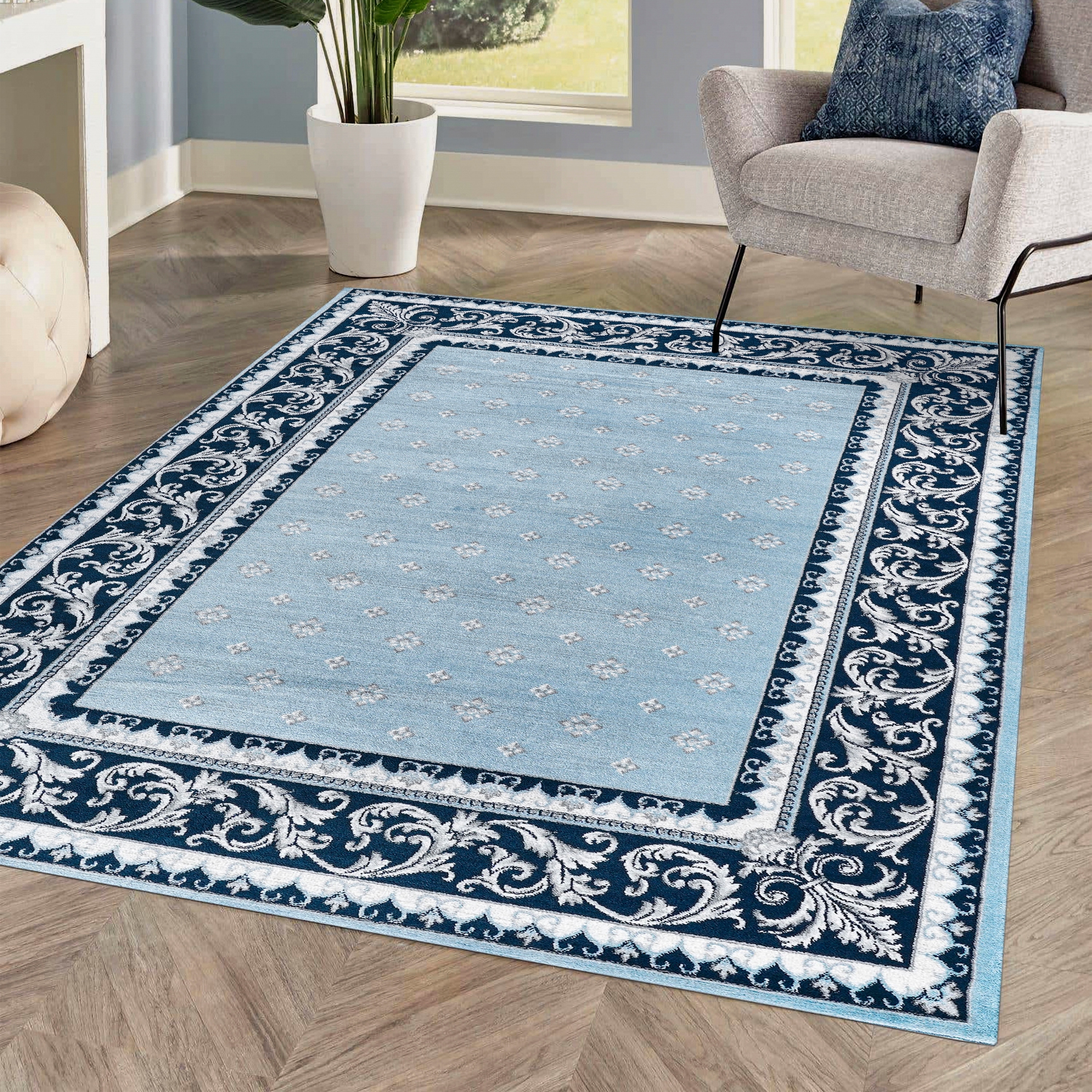JONATHAN Y JONATHAN Y Marrakesh French Border Area Rug 5 X 8 - Blue ...