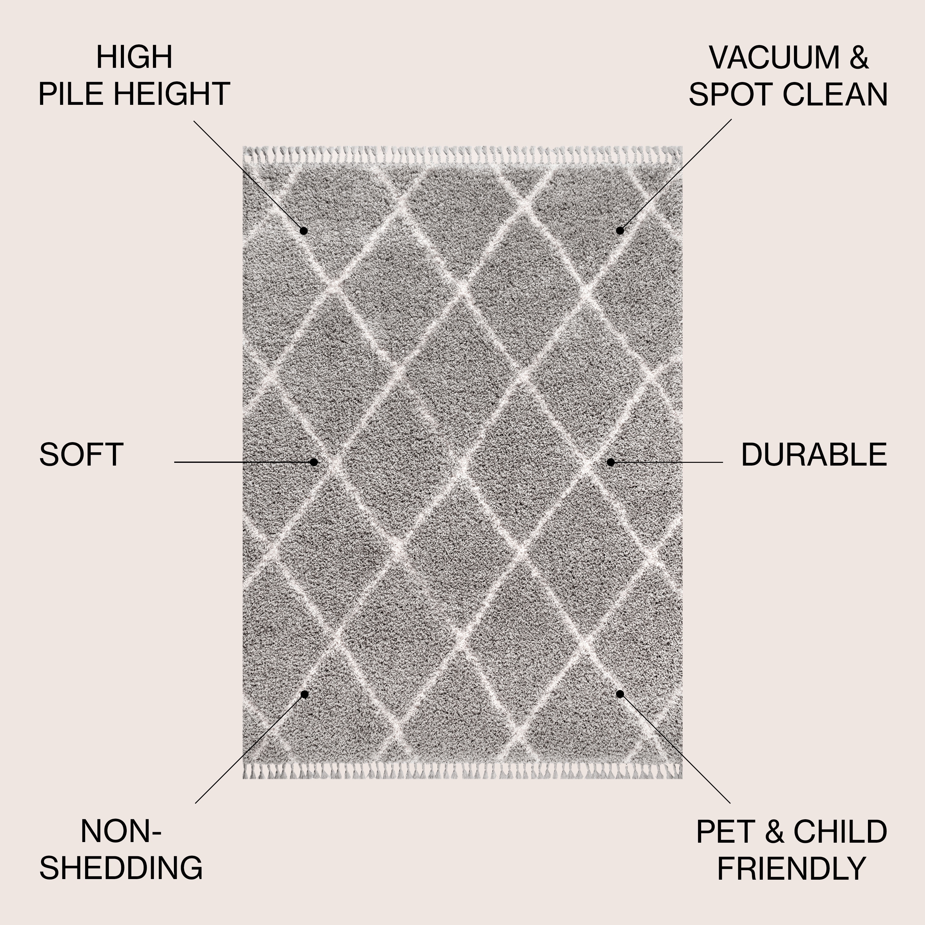 JONATHAN Y JONATHAN Y Modern Shag Plush Tassel Moroccan Geometric ...