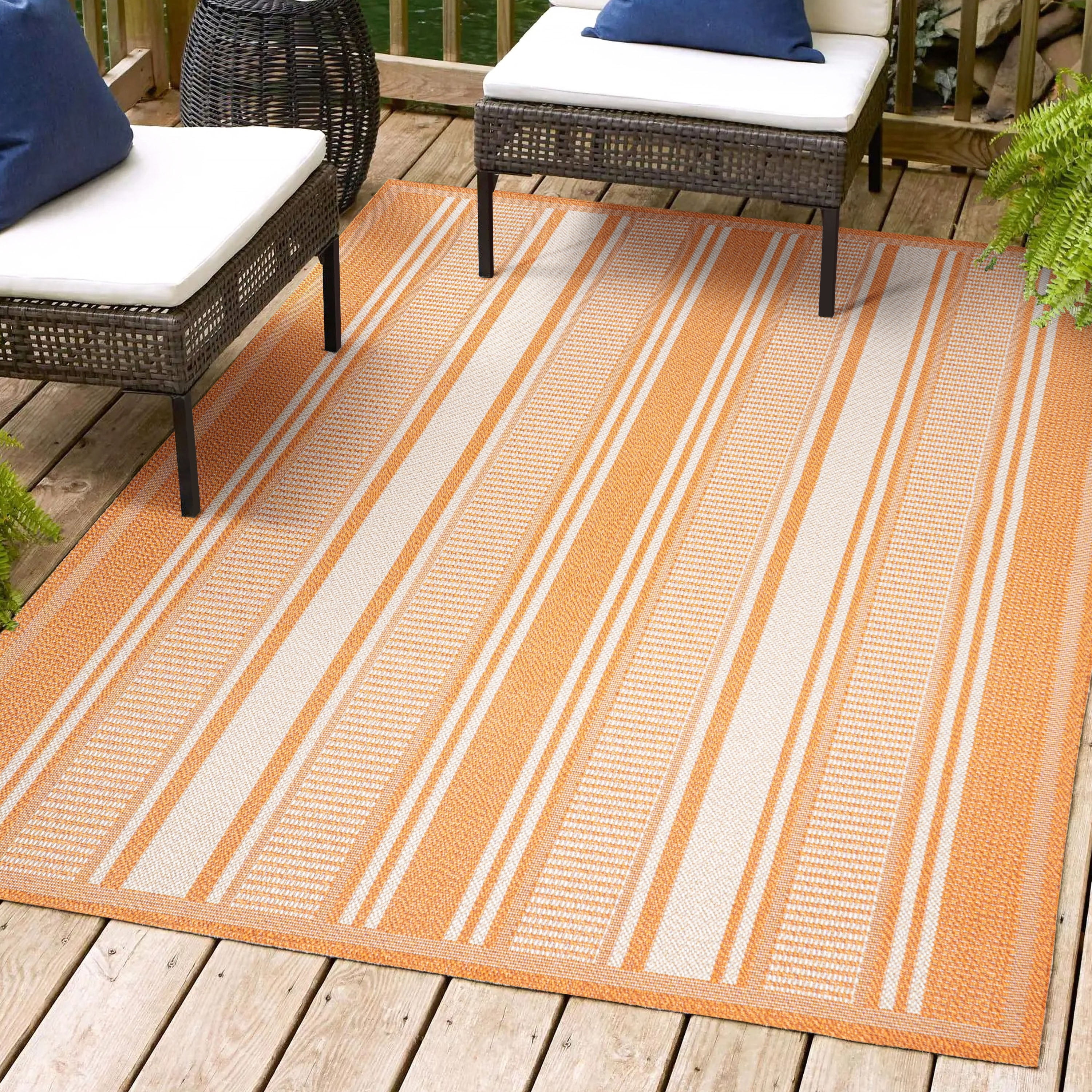 JONATHAN Y JONATHAN Y Negril Modern Double Stripe Indoor/Outdoor Area ...