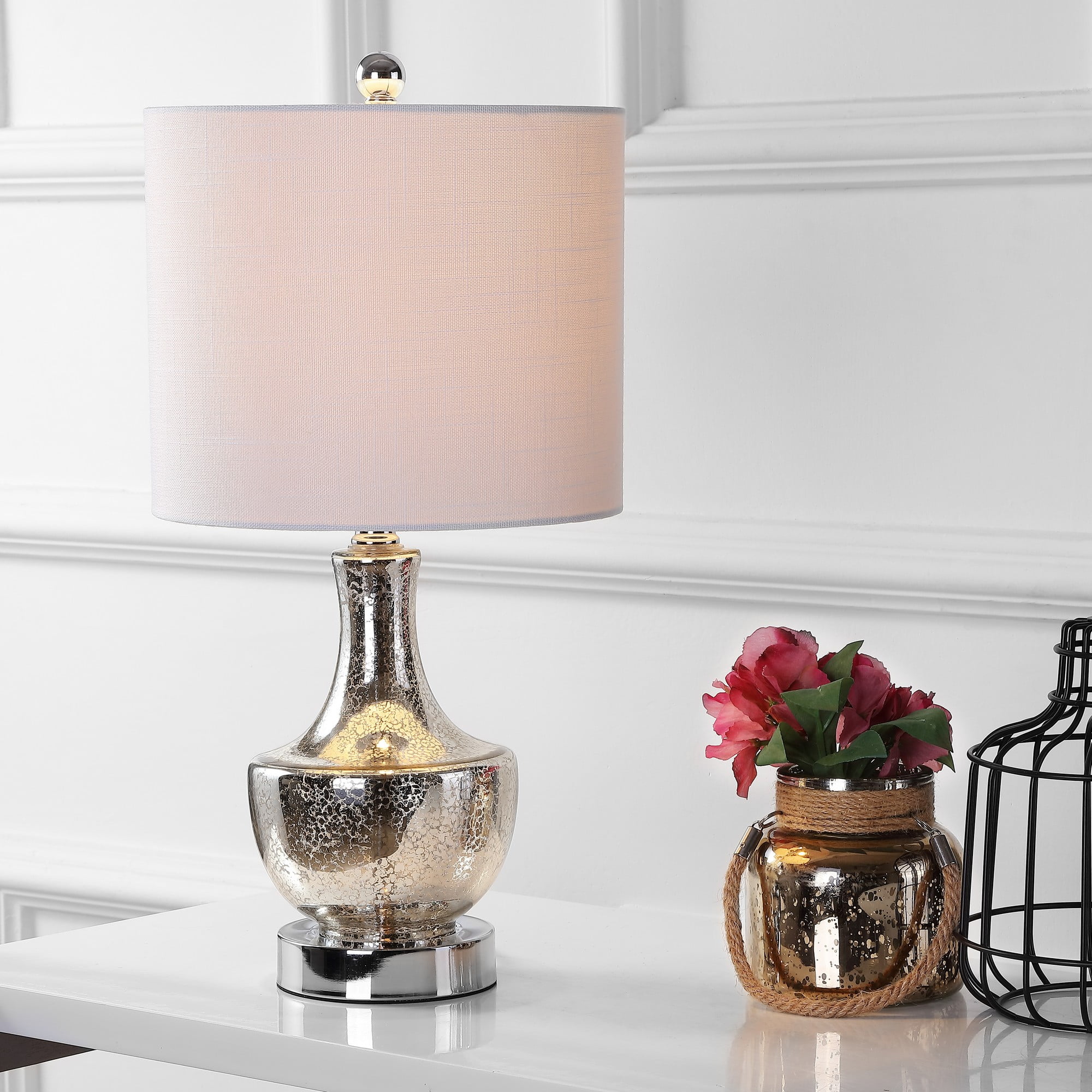 JONATHAN Y Colette 20" Mini Glass LED Table Lamp, Silver, JYL1029B ...