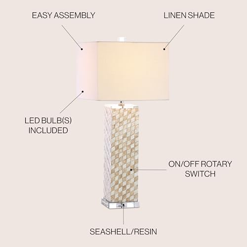 JONATHAN Y JYL1048A Daniel 30.5" Seashell/Crystal LED Table Lamp ...
