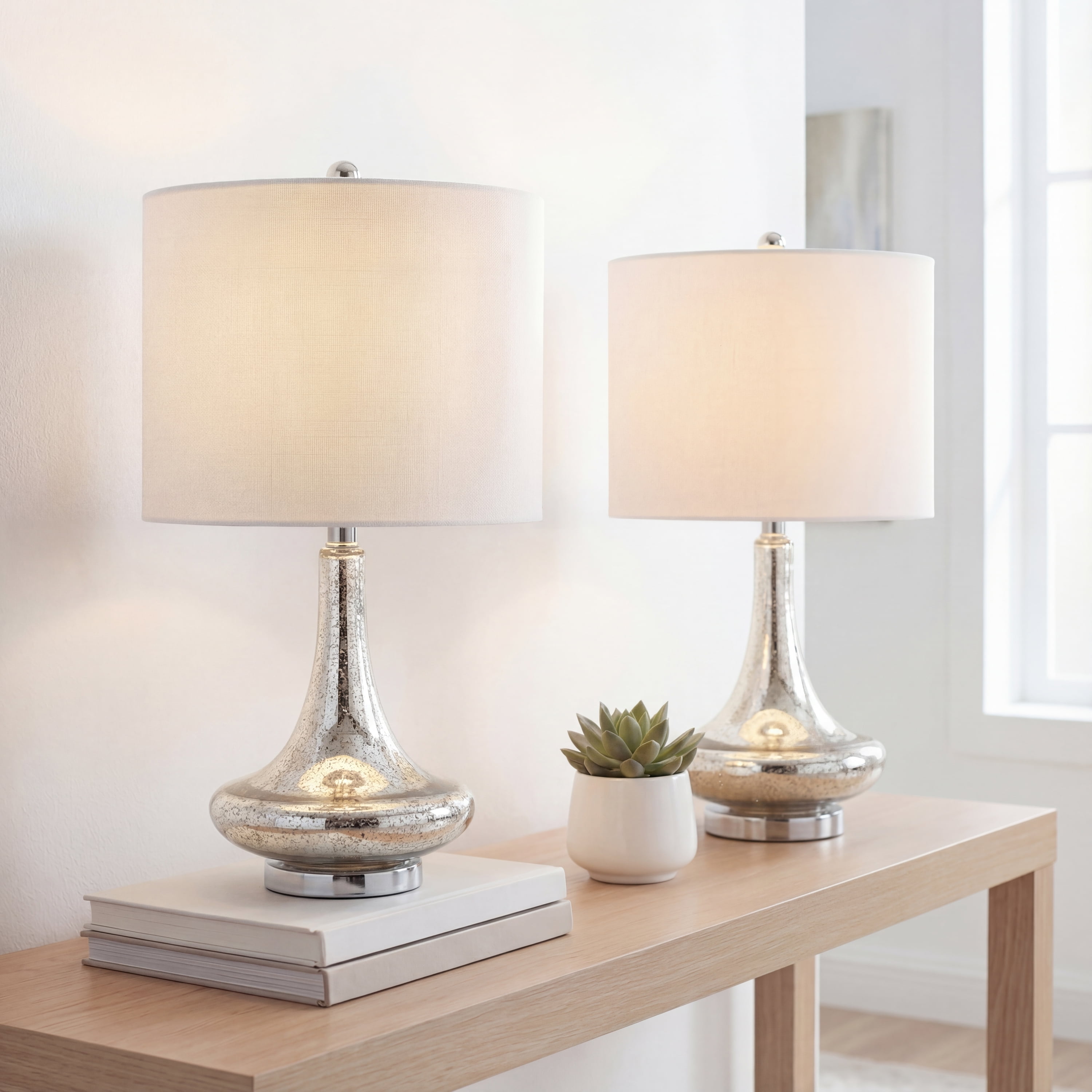 JONATHAN Y Cecile 25.5" Glass Teardrop LED Table Lamp, Mercury Silver ...