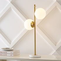 JONATHAN Y Jeffrey 29" Metal/Marble LED Table Lamp, Brass Gold/White ...