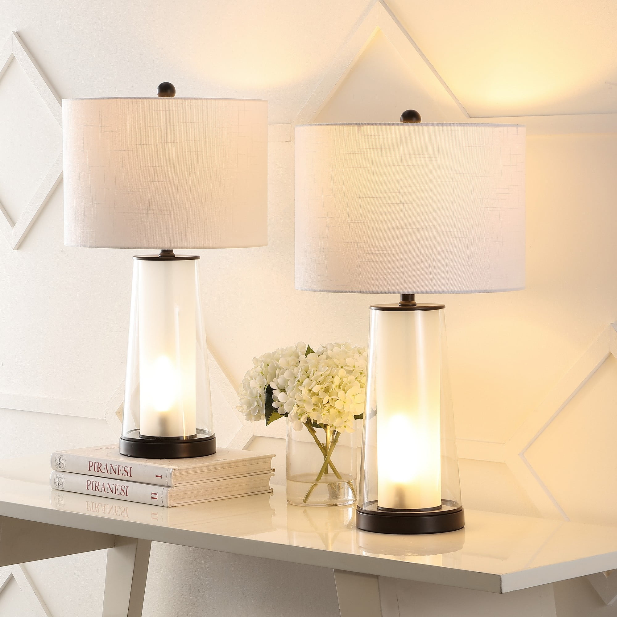 JONATHAN Y JYL1137C-SET2 Tryon 26" Modern Minimalist Glass/Iron ...