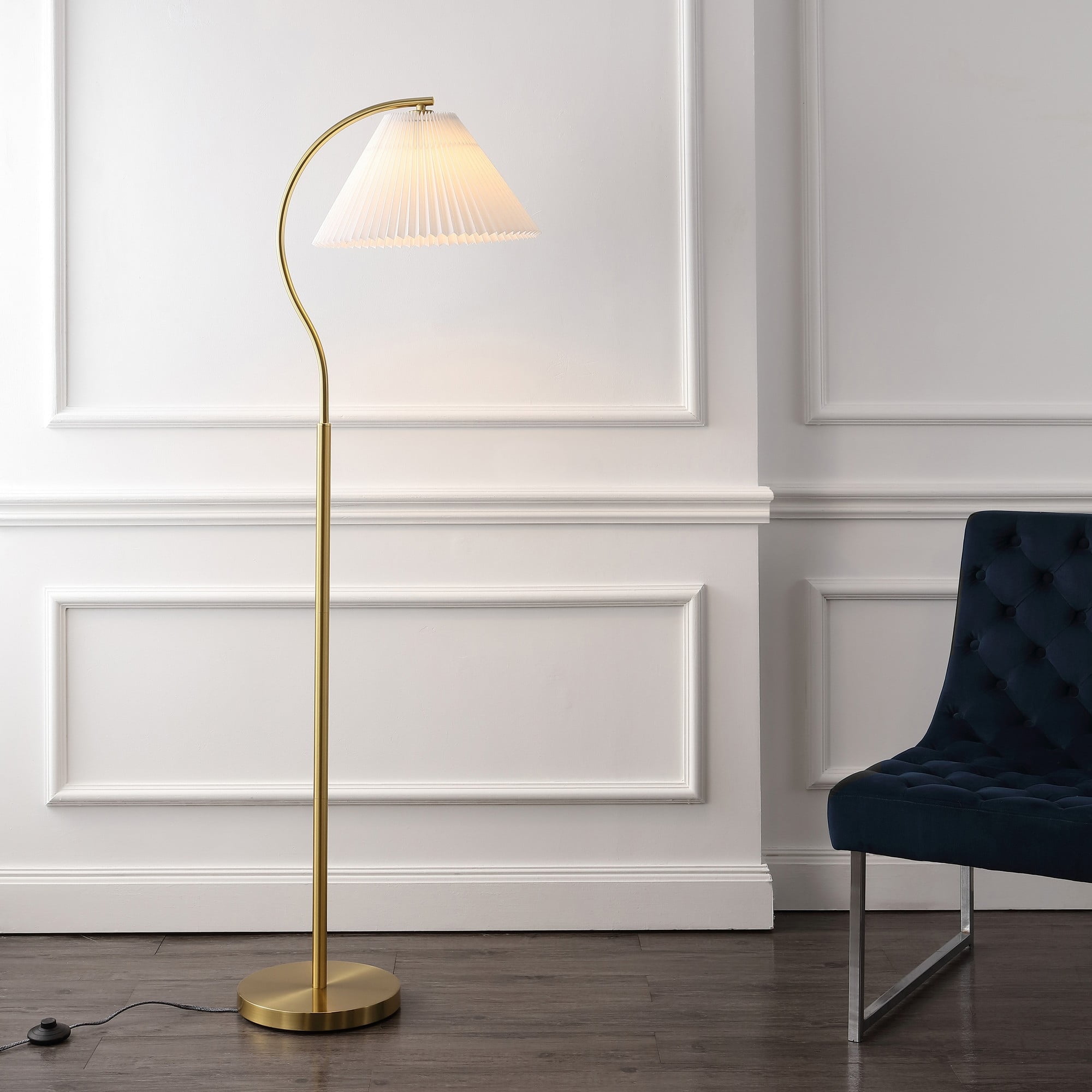 JONATHAN Y Devon 60.5" Modern Glam Metal Arc LED Floor Lamp with ...