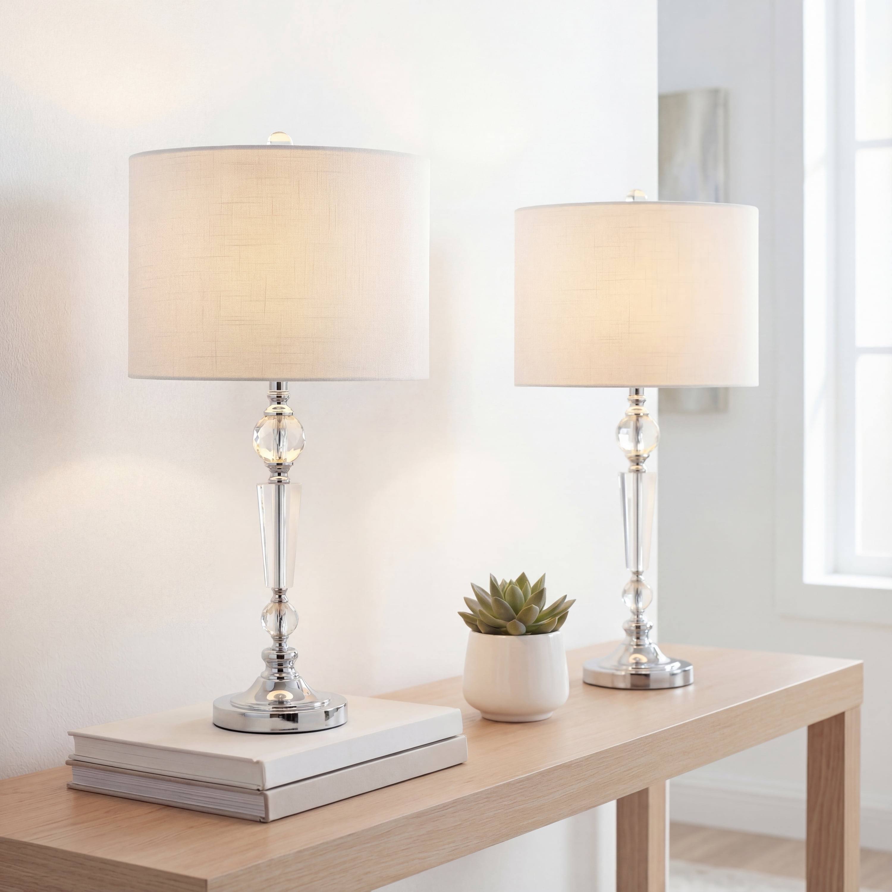 JONATHAN Y Emma 29.5" Crystal LED Table Lamp, Clear (Set of 2 ...