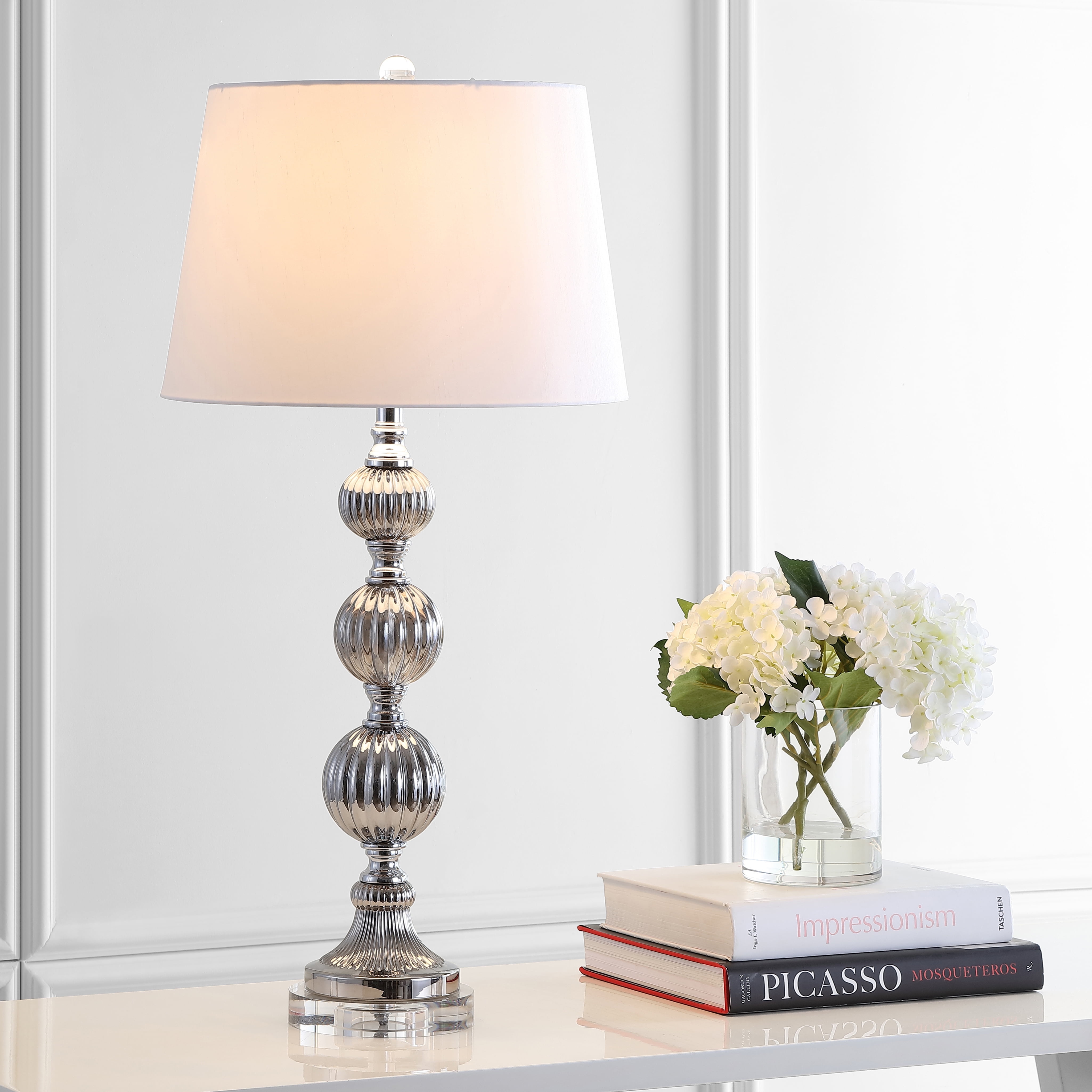 JONATHAN Y Vivienne 31" Triple Sphere Glass/Crystal LED Table Lamp ...
