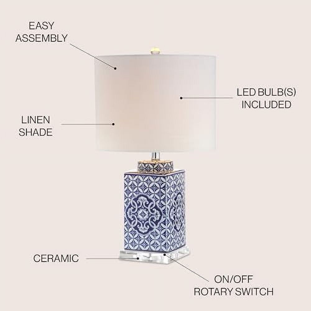 JONATHAN Y JYL3006A Choi 23" Chinoiserie LED Table Lamp Traditional Bedside Desk Nightstand Lamp ...