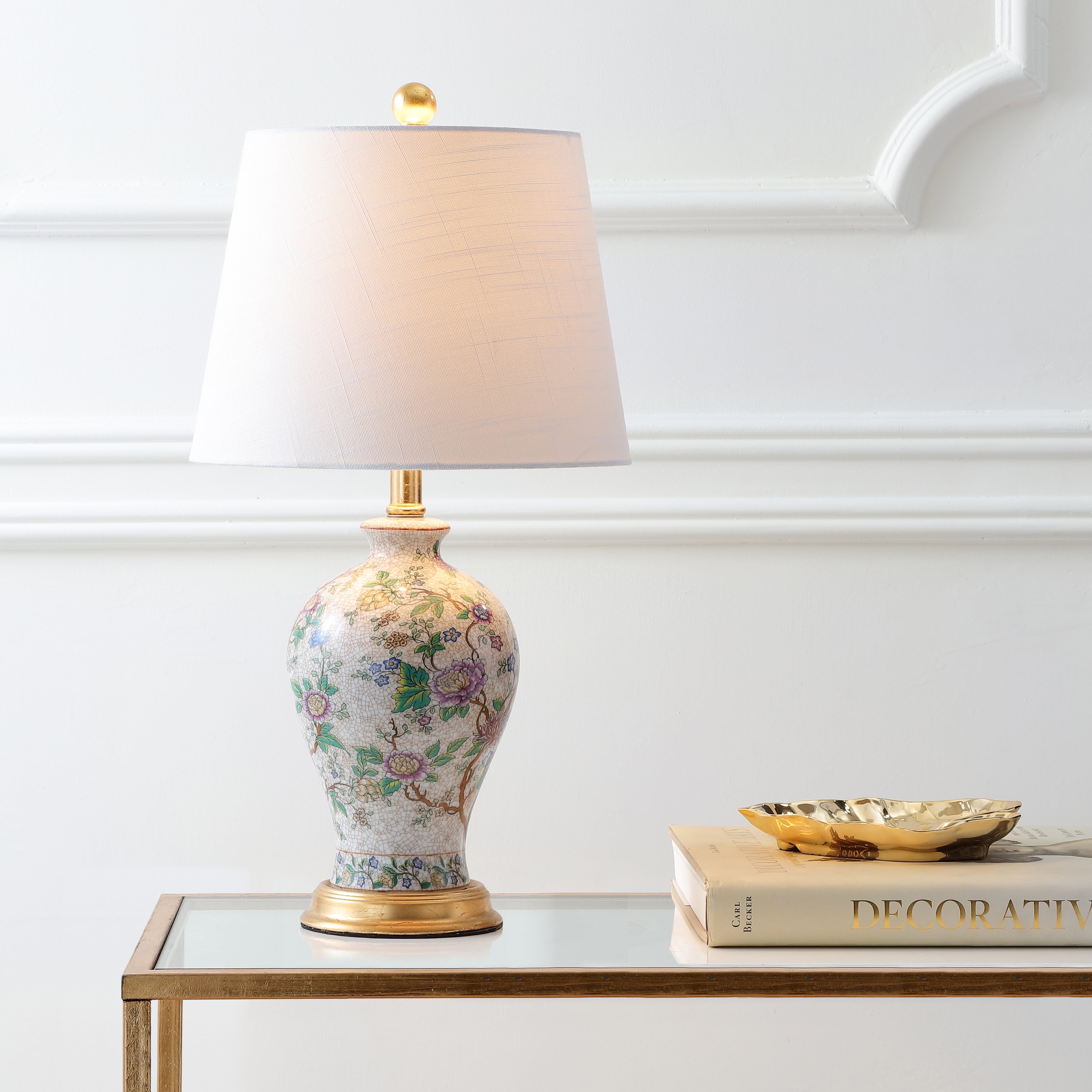 Jonathan Y Grace Traditional Floral LED Table Lamp for Desk, Bedroom ...
