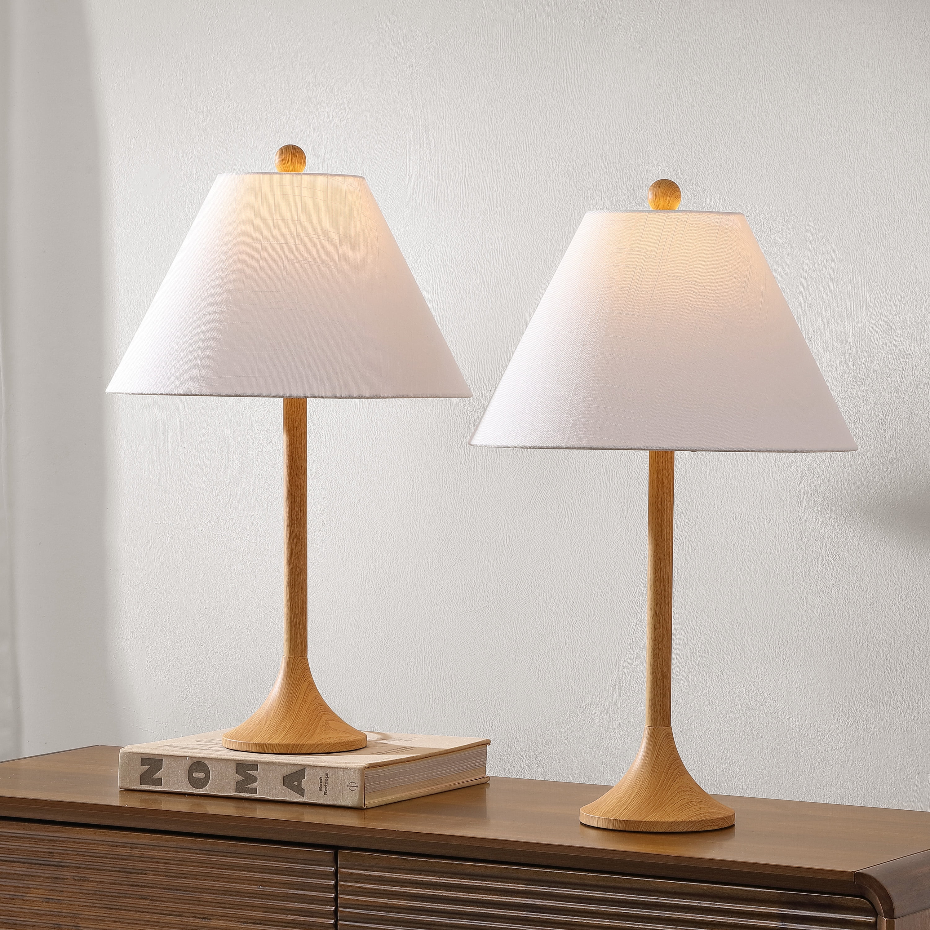 JONATHAN Y Albie 25" Modern Coastal Iron Column LED Table Lamp, Brown ...