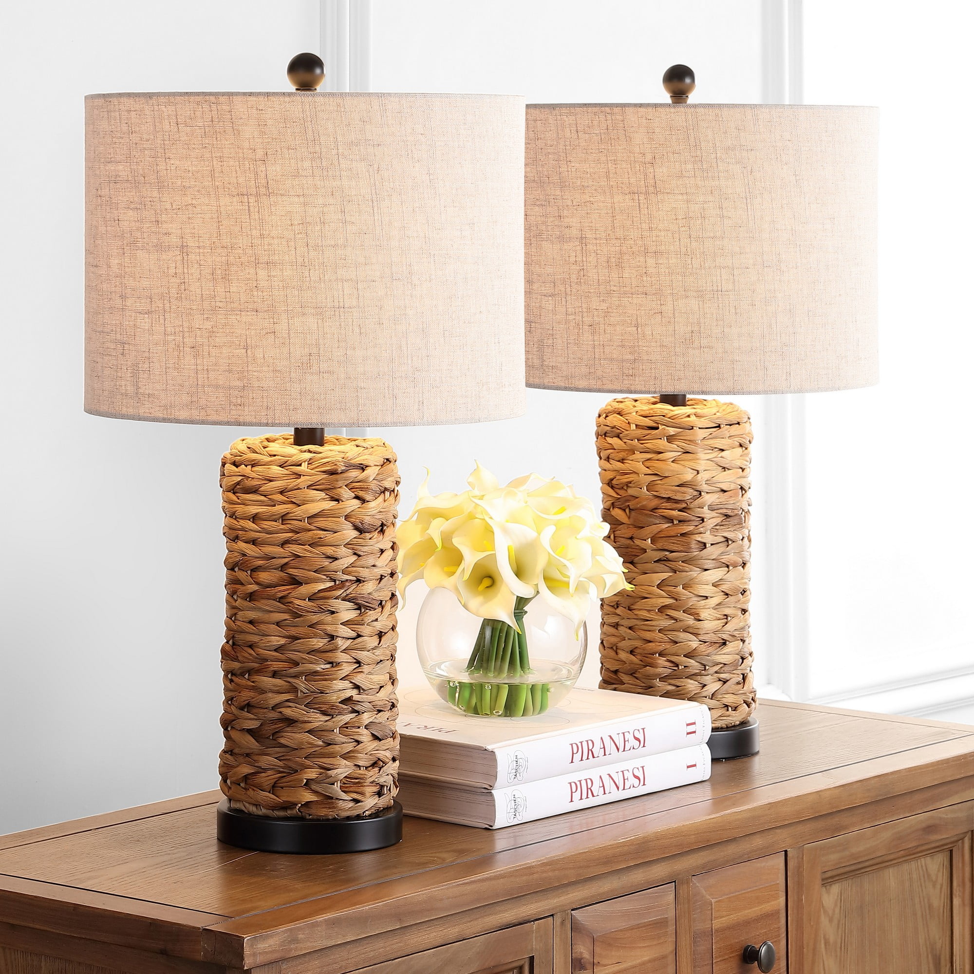 JONATHAN Y Elicia 25" 1-Light Coastal Water Hyacinth LED Table Lamp ...