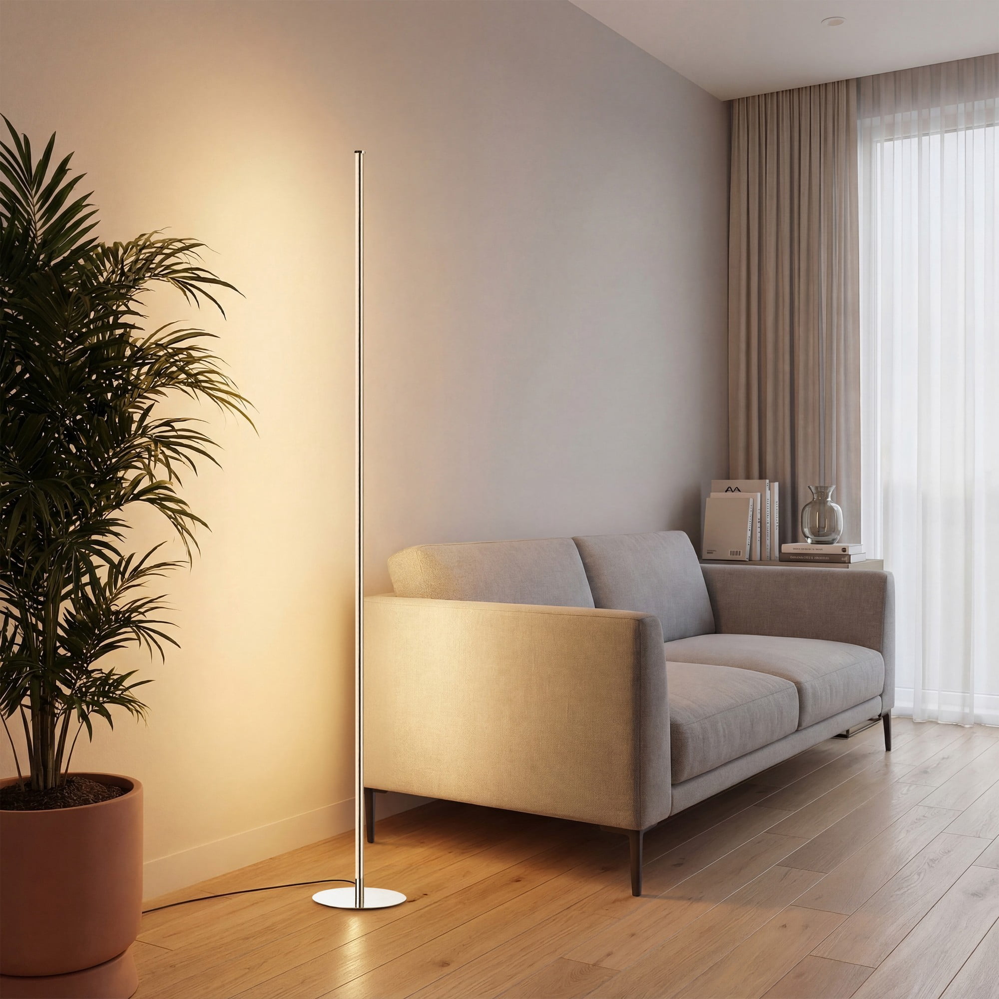 JONATHAN Y Iris 59.5" LED Integrated Floor Lamp, Chrome, JYL7007A ...