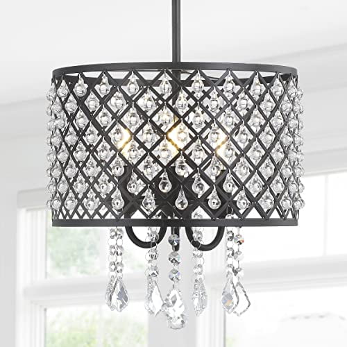 JONATHAN Y JYL7463A Gigi 13" Metal/Crystal Adjustable LED Drop Pendant ...