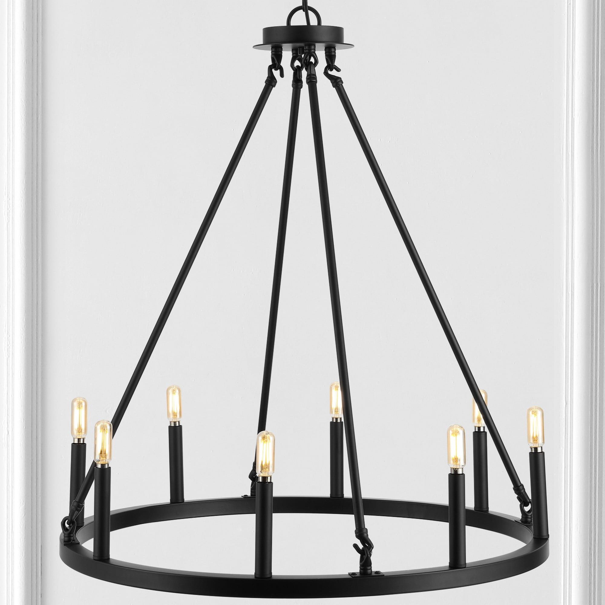 JONATHAN Y Oberto 28" 8-Light Iron Classic Industrial Ring LED ...