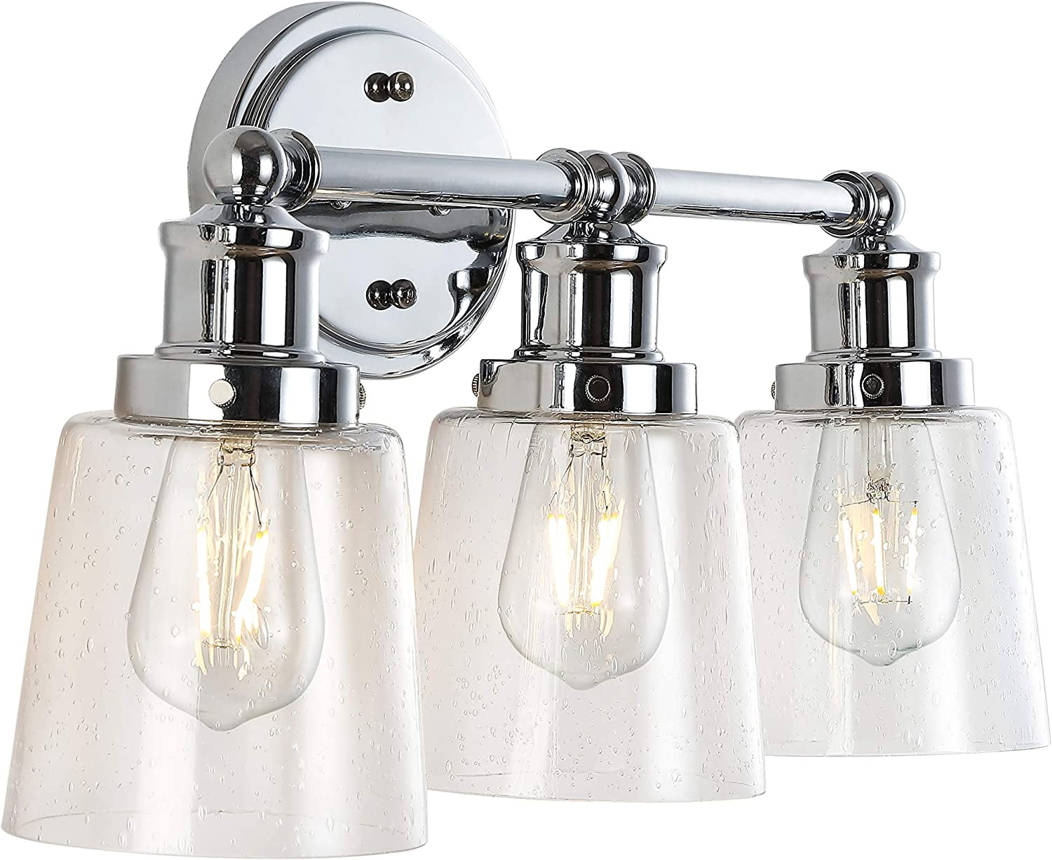 JONATHAN Y JYL7532A Beverly 22.5" 3-Light Iron/Seeded Glass Classic Cottage LED Vanity Light ...