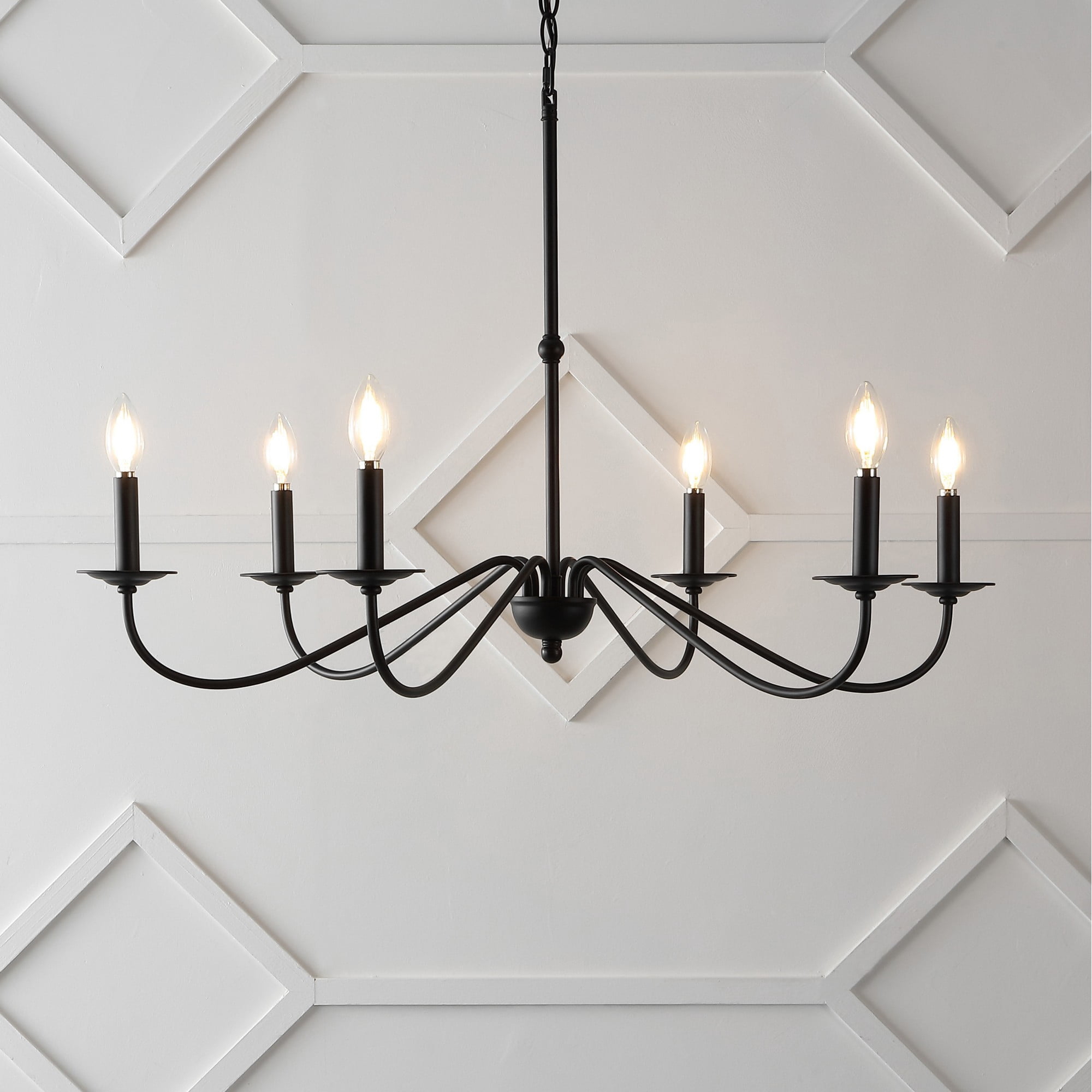 JONATHAN Y JYL7559B Wicklow 34.75" 6-Light Bohemian Farmhouse Iron LED ...